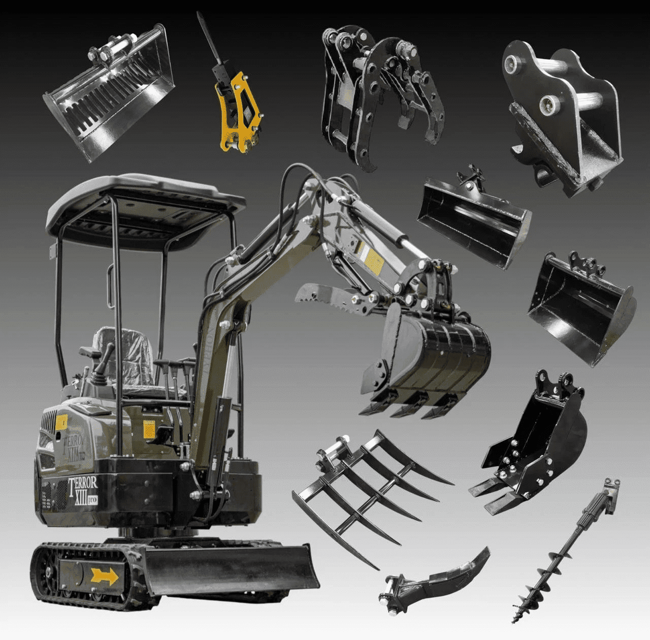 TYPHON TERROR XIII PRO 1.3 Ton Mini Excavator with 12 Attachments | 22 ...