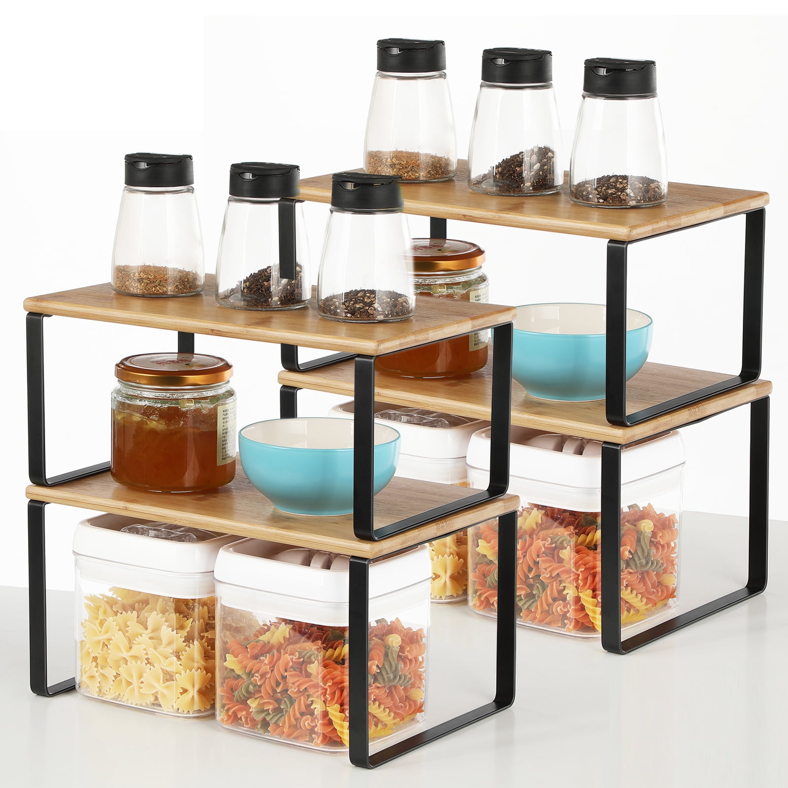 TYPPKMM 4-Tier Stackable Shelf Organizer - Expandable Kitchen Counter ...