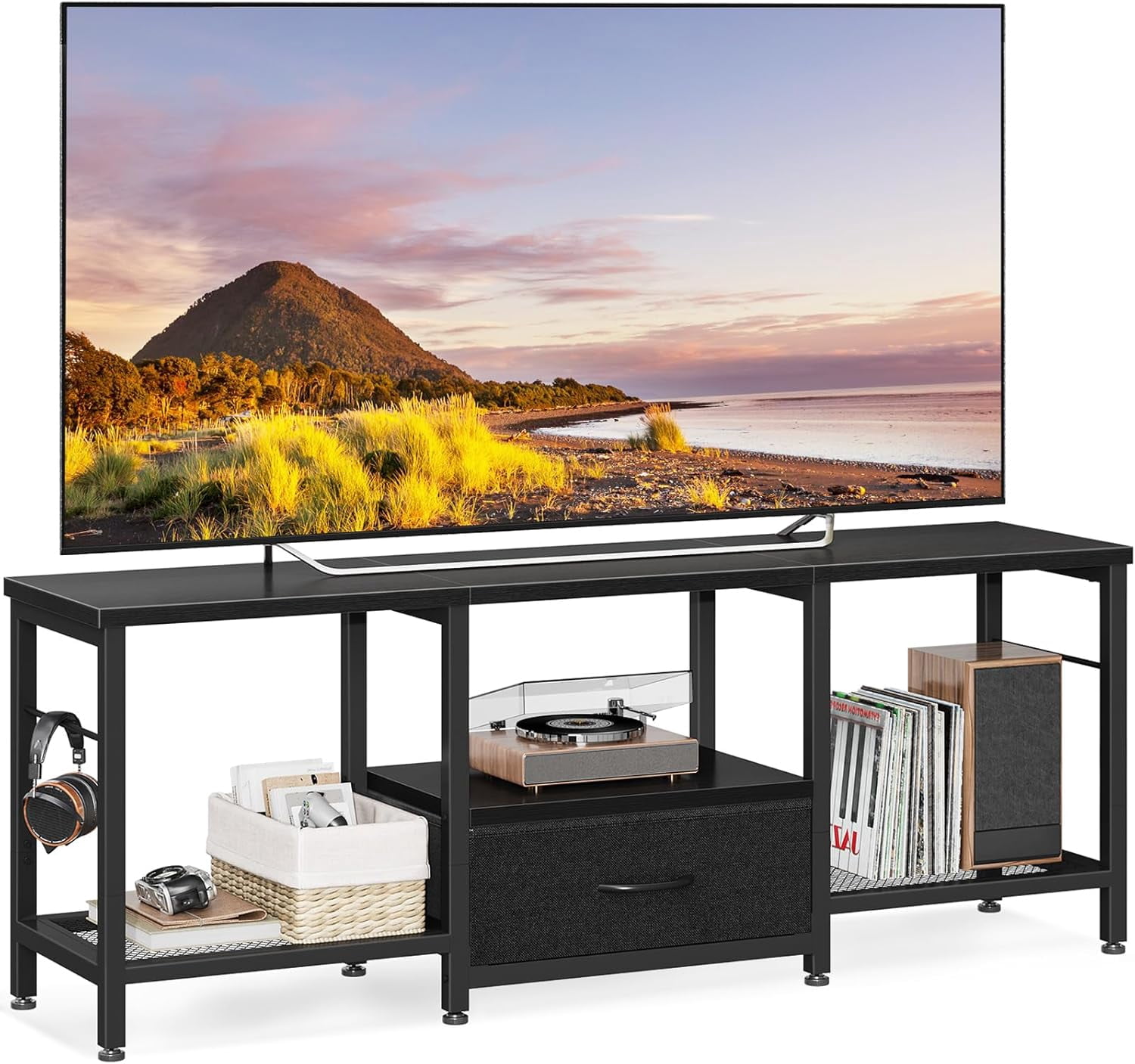 TYPPKMM 47" TV Stand with Open Storage Shelves up to 55 Inch TVs ...