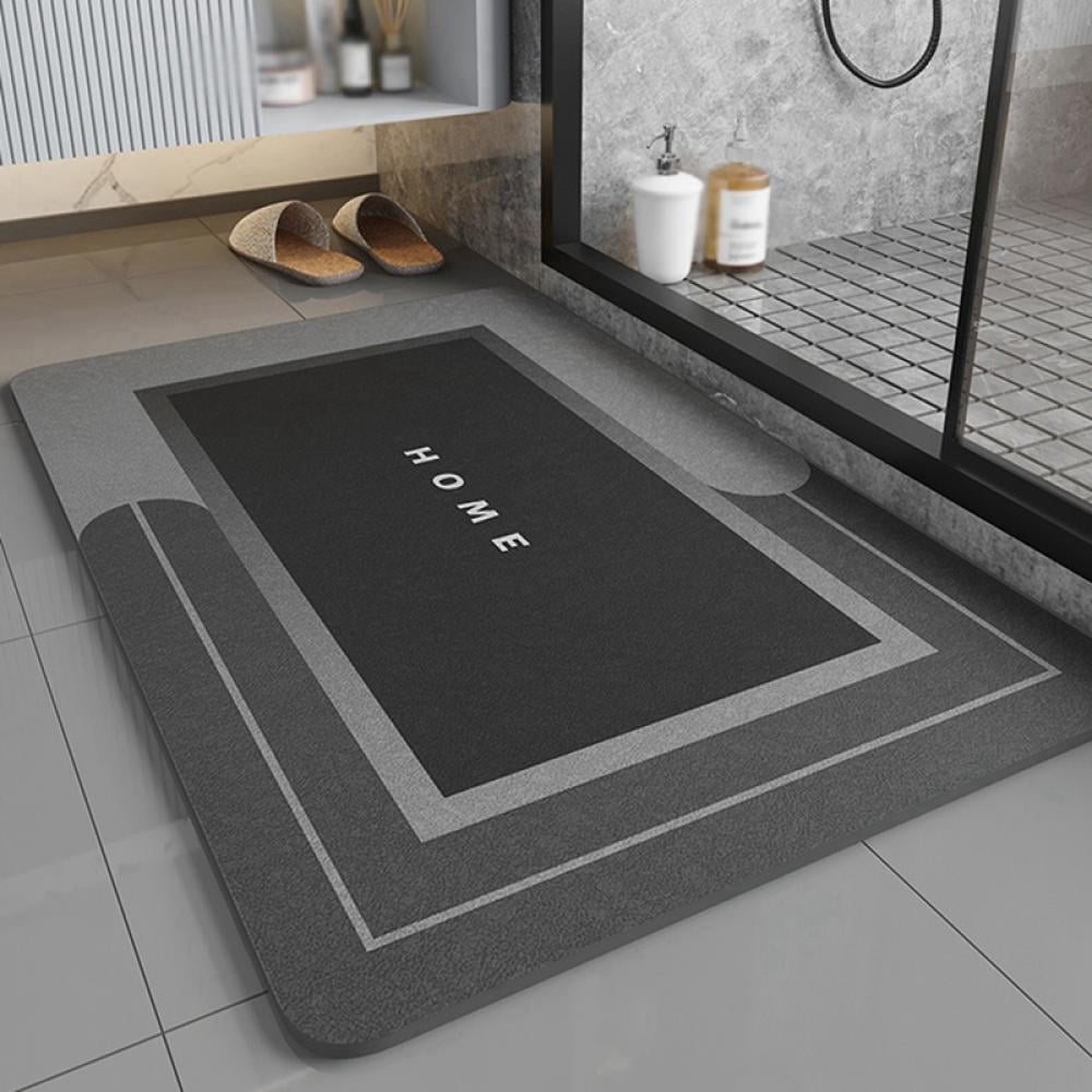 TYPPKMM Modern Deep Gray Diatomaceous Earth Bath Mat, 19.6" x 31.5 ...