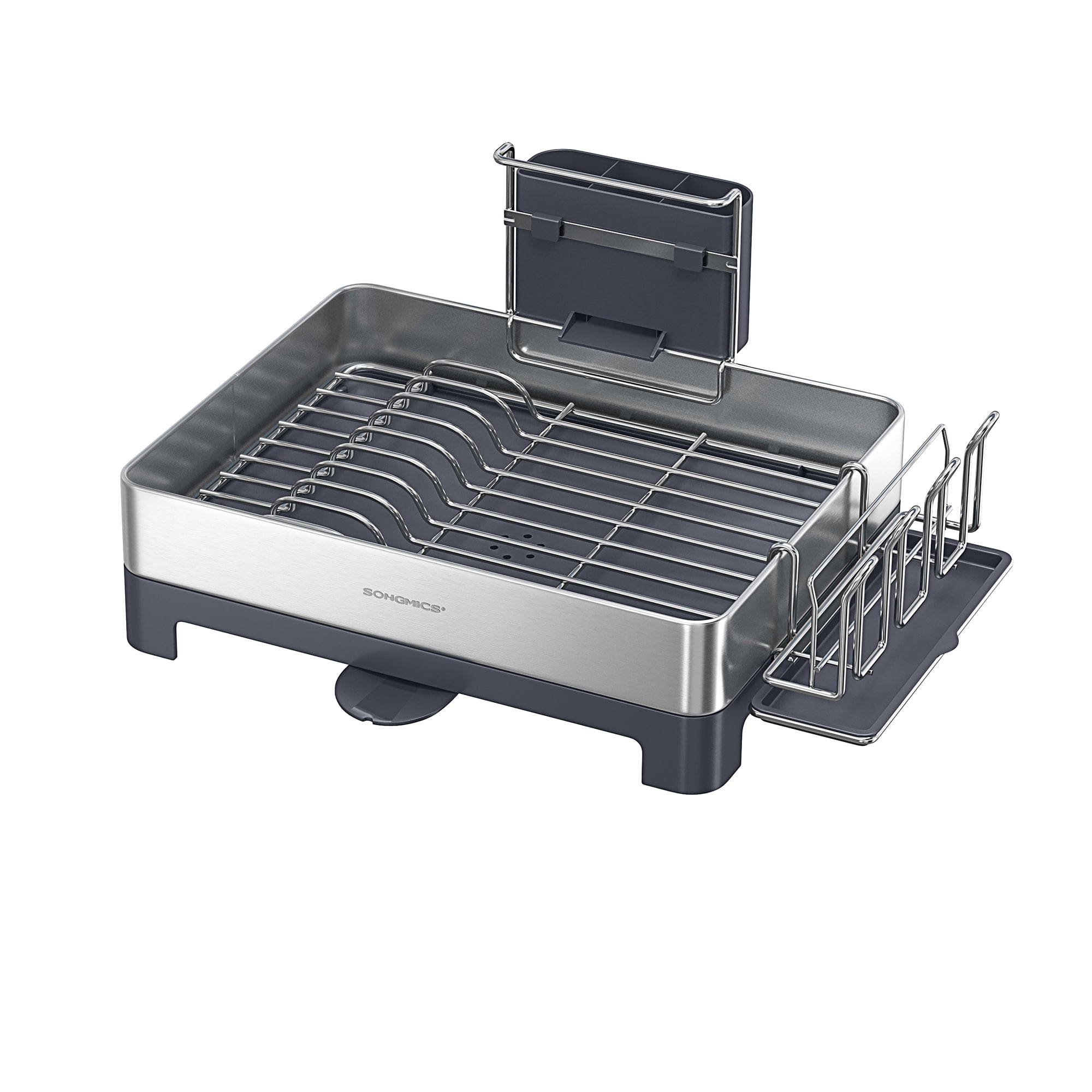 TYPPKMM Stainless Steel Dish Rack - Rotating Drainboard with Utensil ...