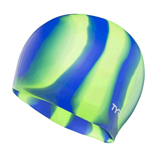 TYR Adult Fit Silicone Multicolor Swim Cap - Green - Walmart Business ...