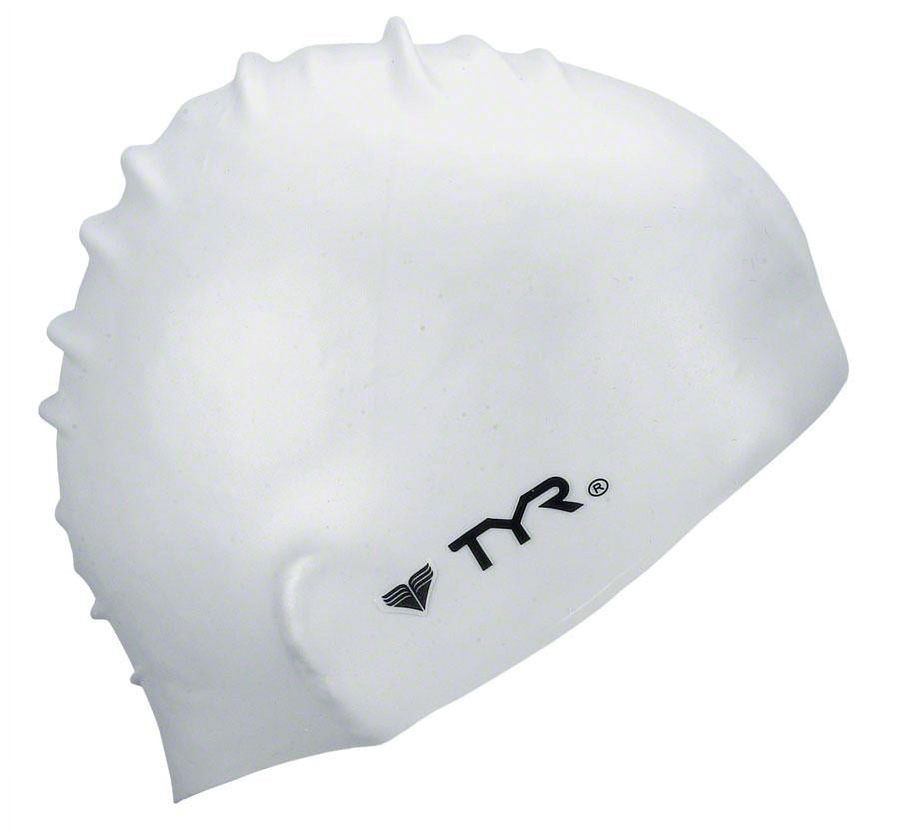 TYR Adult Fit Wrinkle-Free Silicone Swim Cap - White, One Size ...