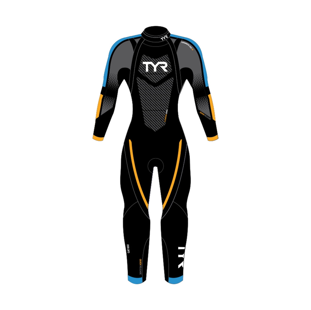 TYR Hurricane Category 2 Wetsuit Mens Black/Blue/Orange Size Medium ...