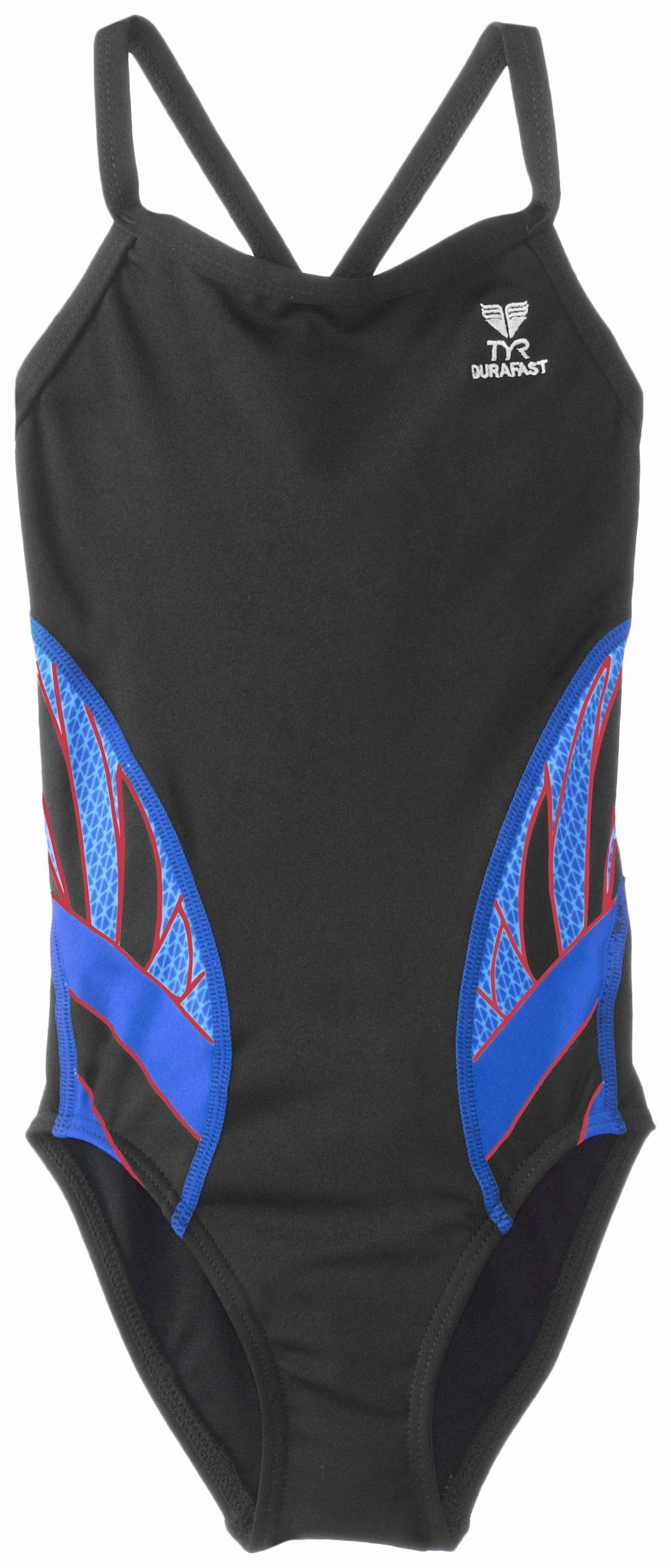 TYR SPORT Girl s Phoenix Splice Diamondfit Swimsuit Black Blue Red Size ...