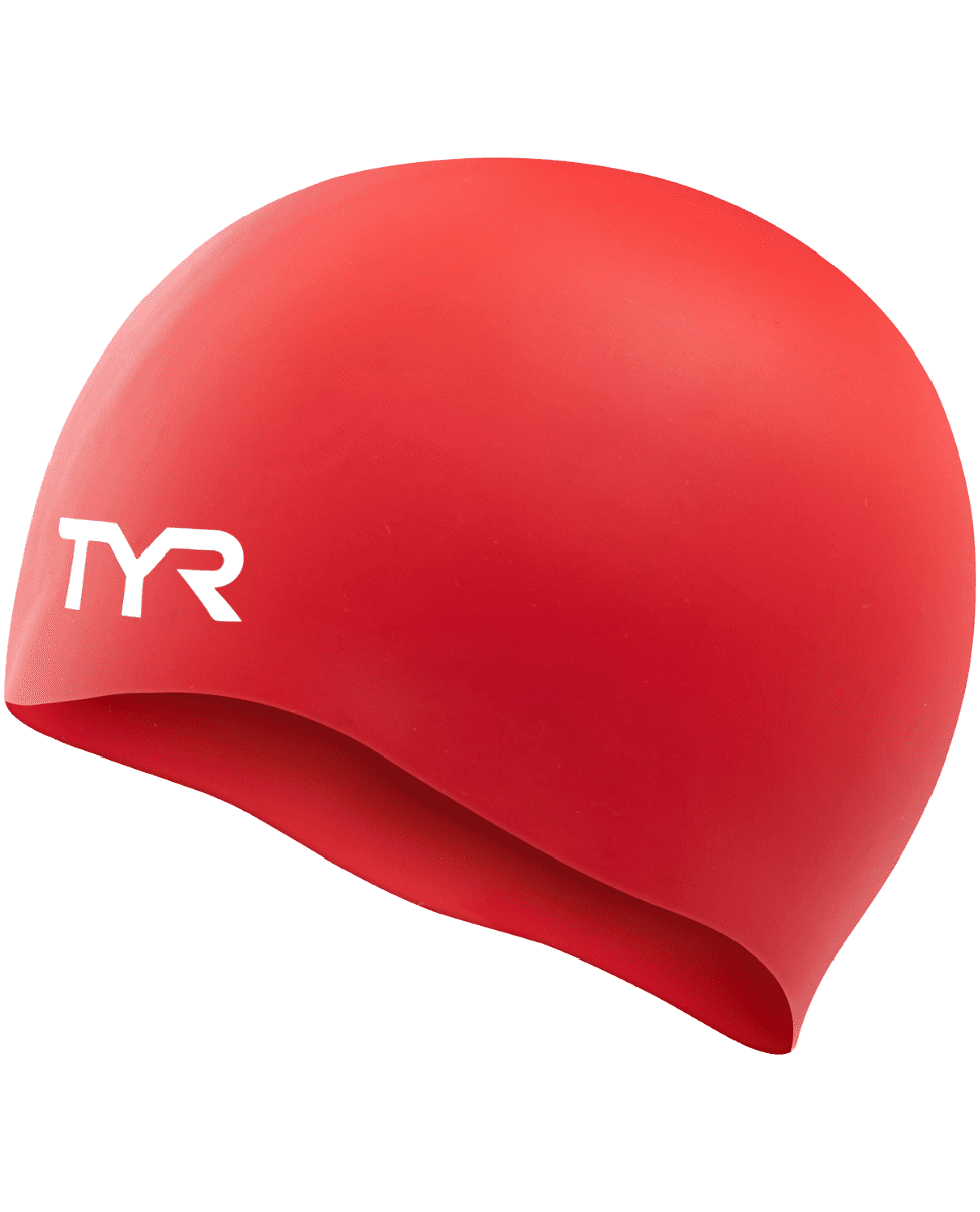 TYR Adult Fit Wrinkle Free Silicone Swim Cap - Red, One Size ...
