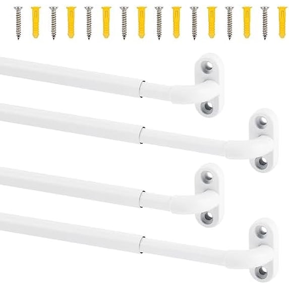 TYRON 4 Pack Screwed Sash Curtain Rod Adjustable 9-12 Inch, 3/8 In ...