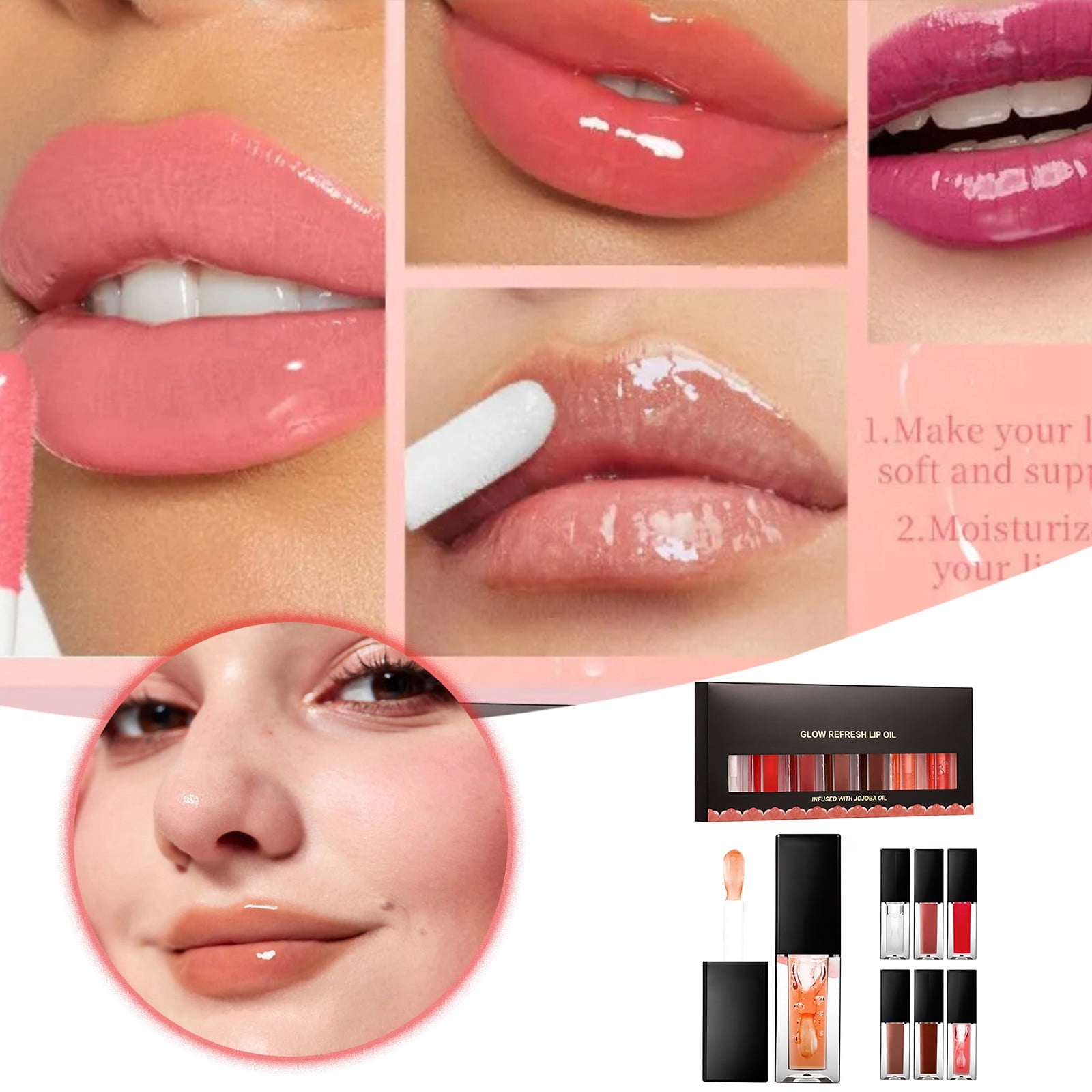 TYSPEASY Glossy Lip Oil Set Hydrating & Nourishing For Soft Lips（6ml） Cover Girl Lip Red Lip ...