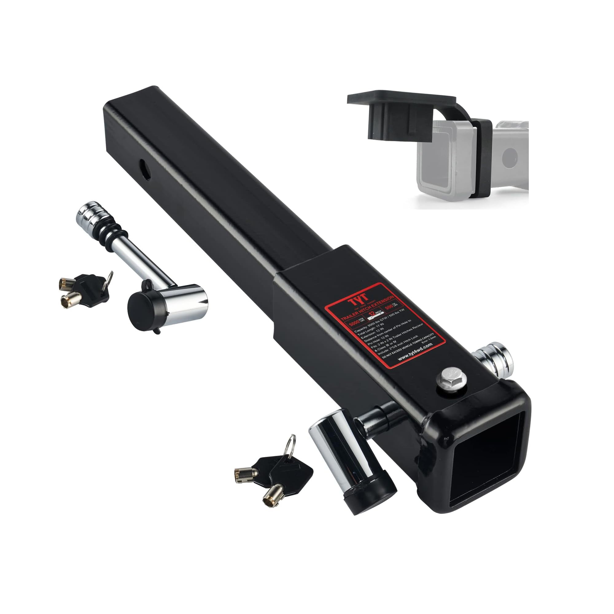 TYT 12" Trailer Hitch Extension for 2" Receiver Tube Extender, Tube ...