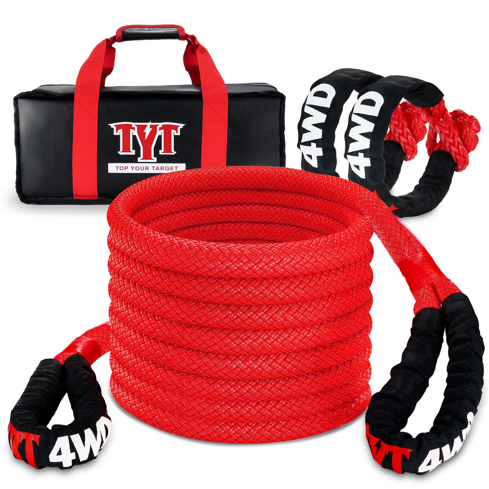 TYT 7/8" x30' Kinetic Recovery Tow Rope, 28600lbs Snatch Strap, Heavy ...