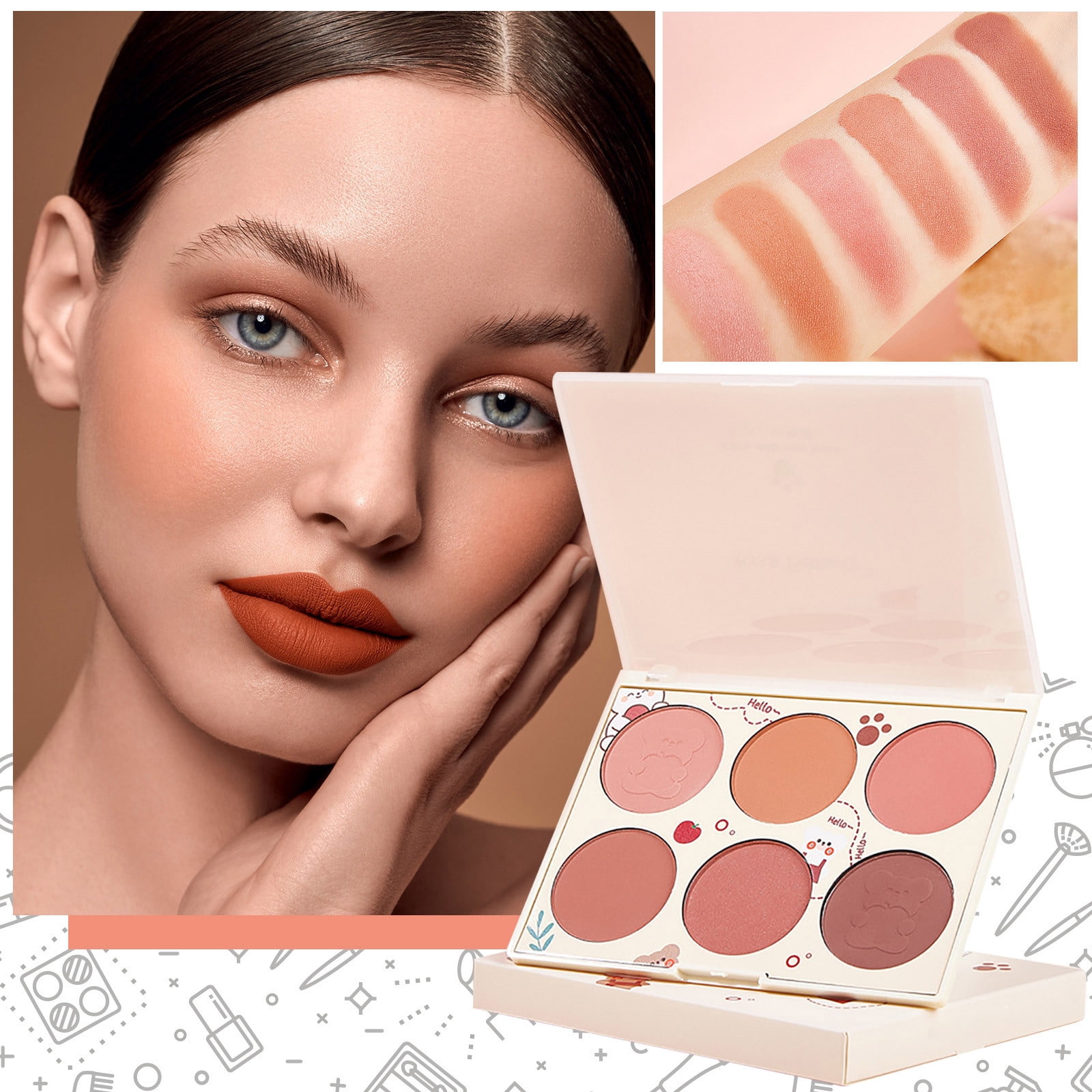 TYTSPEASY 6 Colors Blushes Pearlescent Blushes Powder Bright Facial ...