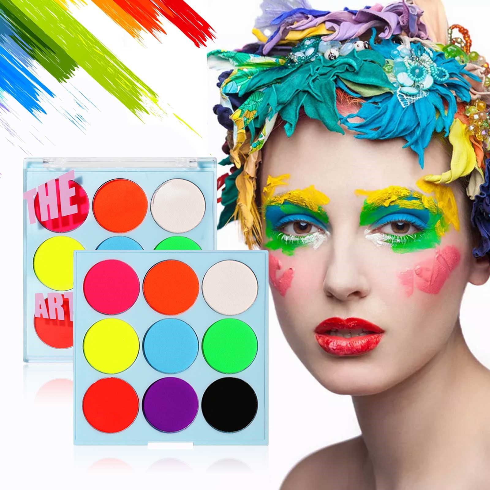 TYTSPEASY Neon Makeup Set Rainbow Colorful Body Paint Smudgeproof ...