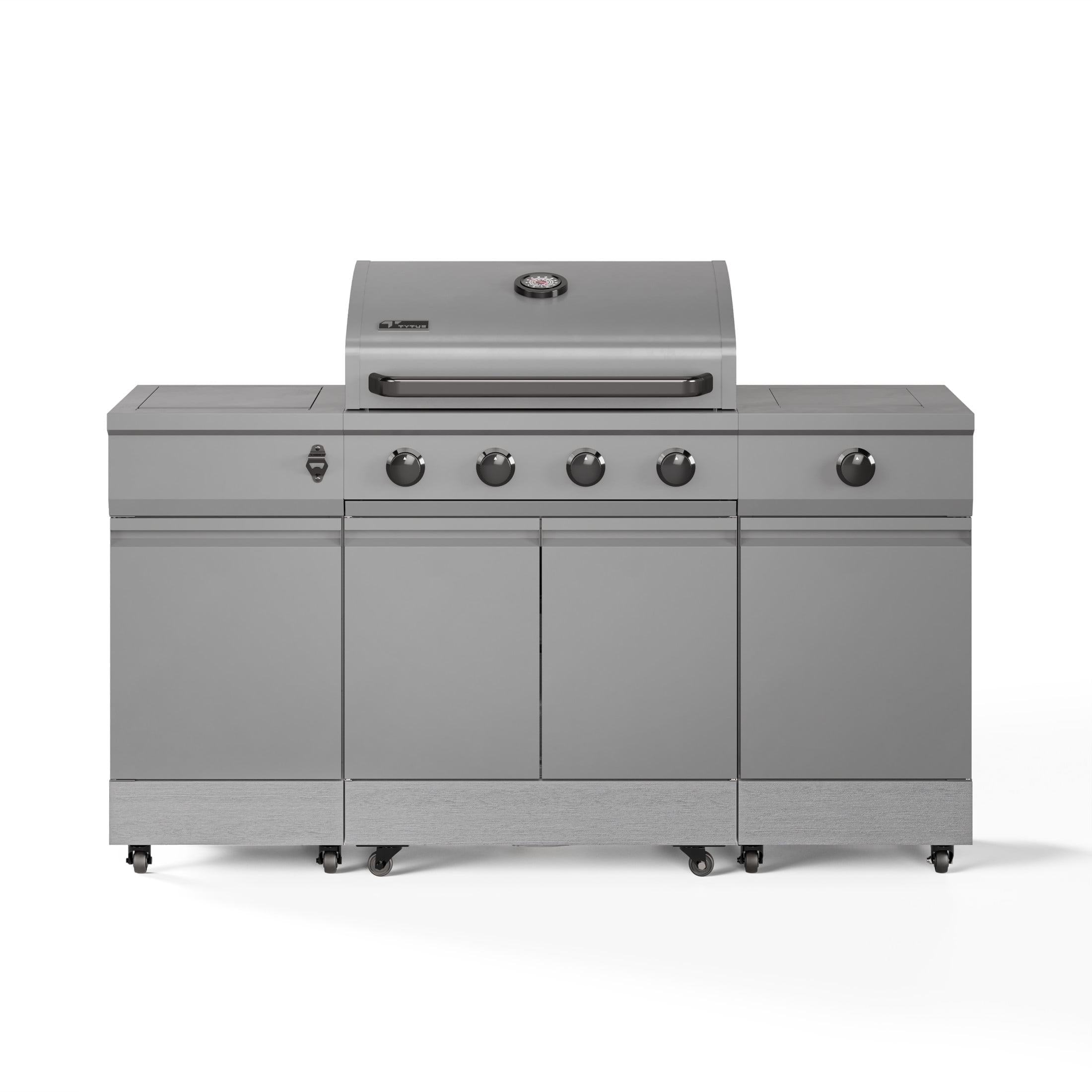 TYTUS 5-Burner Silver Natural Gas Grill with Piezo ignition and Built ...