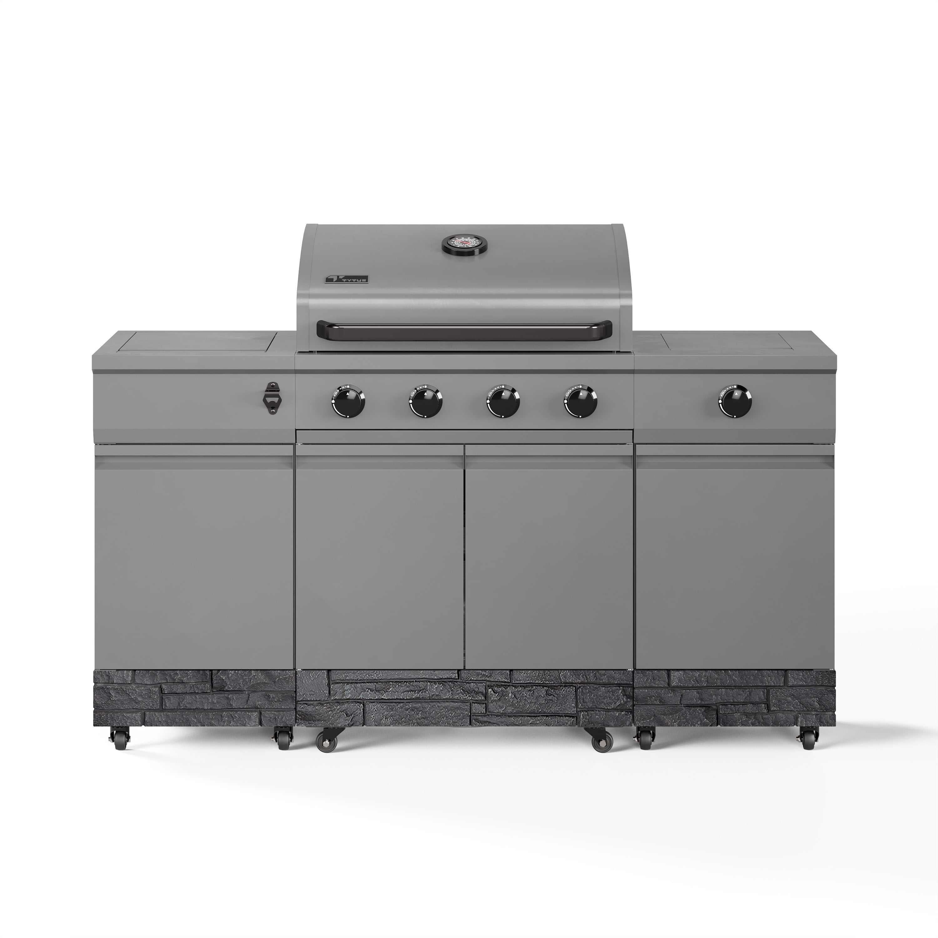TYTUS 4-Burner Gunmetal Gray + Graphite Stone Island Grill, 60,000 BTU ...