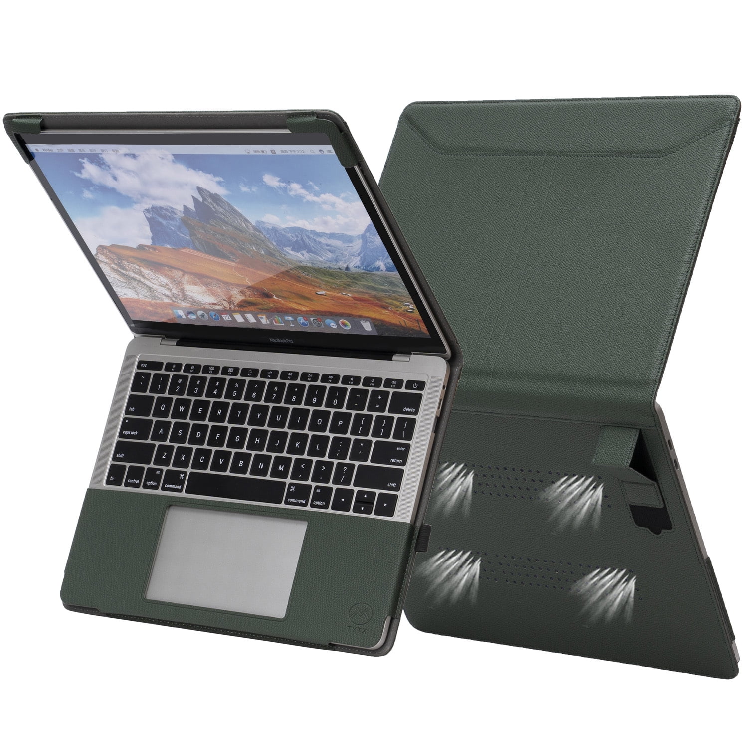 TYTX Compatible with MacBook Pro Leather Case with Vents and Stand ...