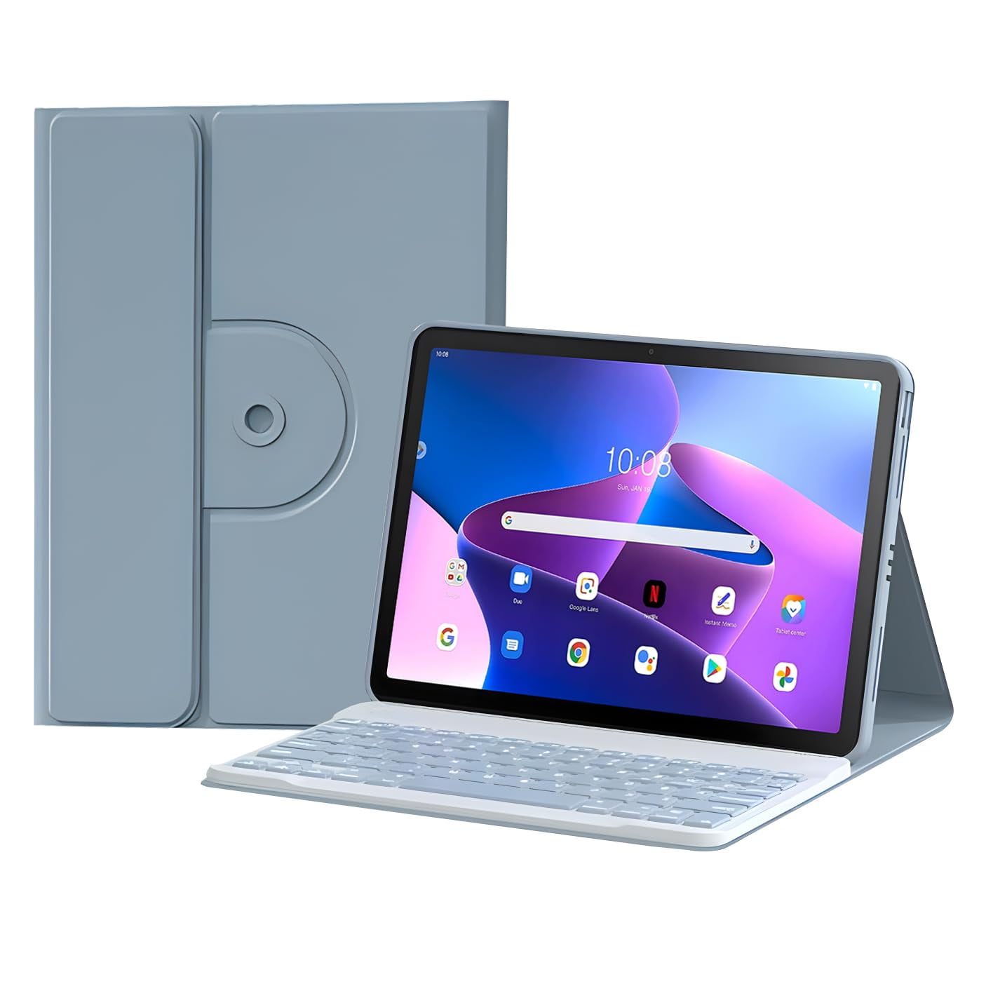 TYUAN 360° rotatable design - 7-color backlit wireless keyboard for ...