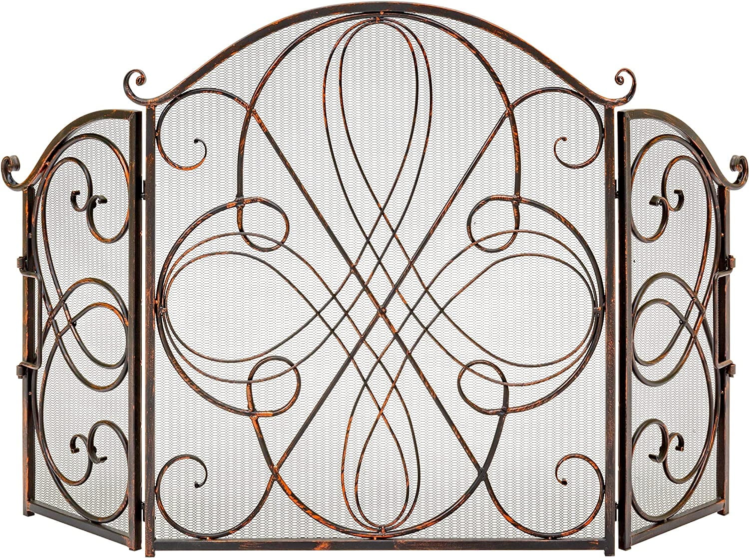 TYUIOP 3-Panel 55x33in Solid Wrought Iron See-Through Metal Fireplace ...