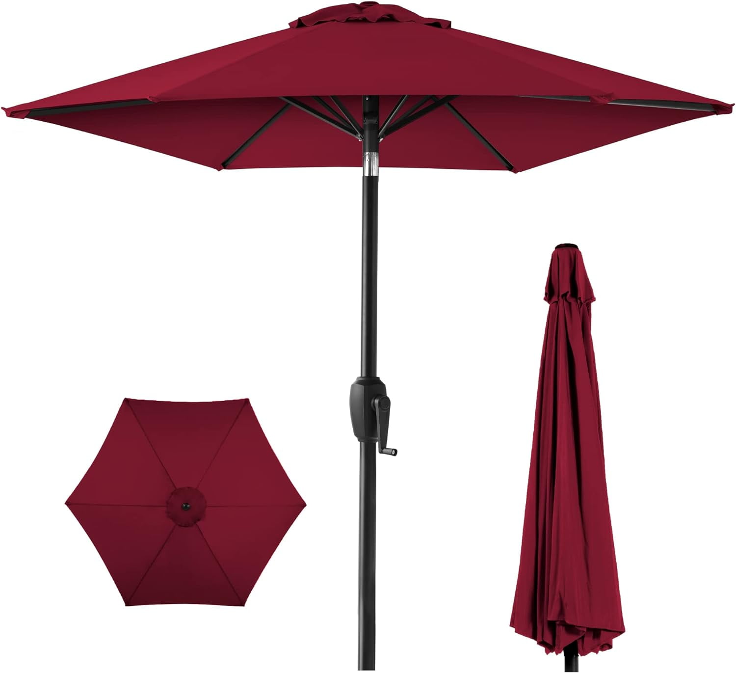 TYUIOP 7.5ft Heavy-Duty Round Outdoor Market Table Patio Umbrella w ...