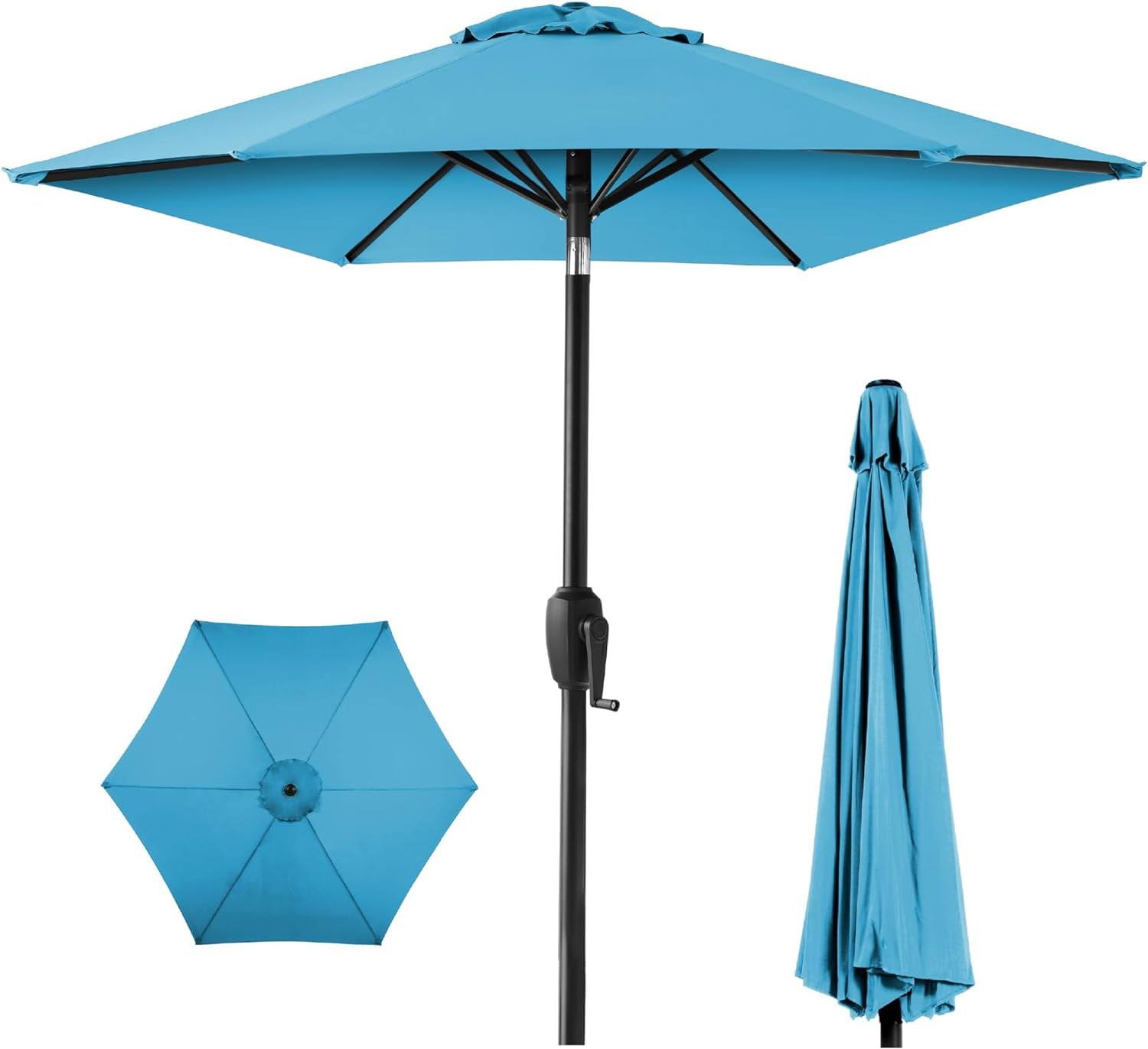TYUIOP 7.5ft Heavy-Duty Round Outdoor Market Table Patio Umbrella w ...