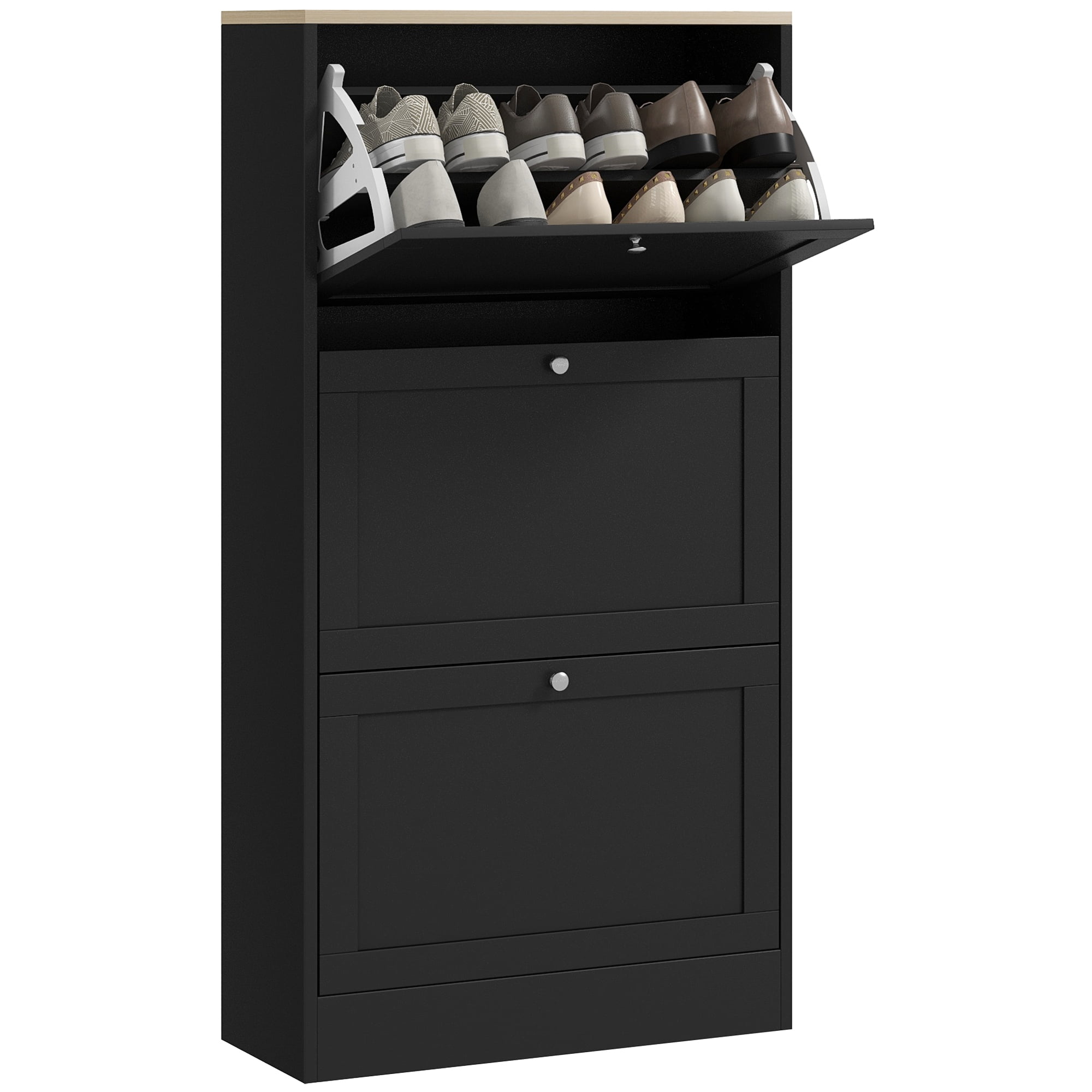 TYUIOP Narrow Shoe Storage Cabinet for Entryway with 3 Flip Drawers and ...