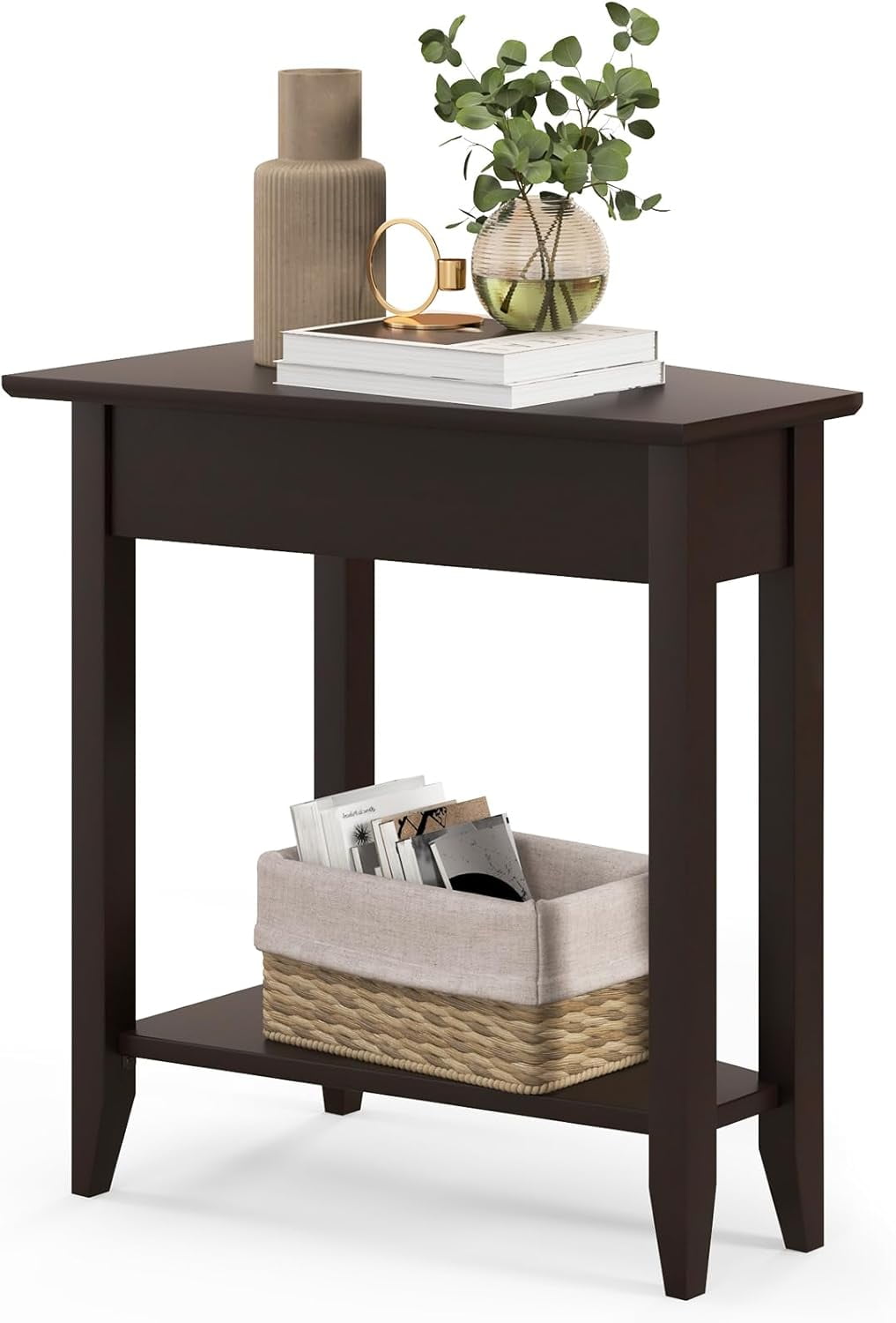 TYUIOP Wedge End Table, Triangle Side Table with Storage Shelf and ...