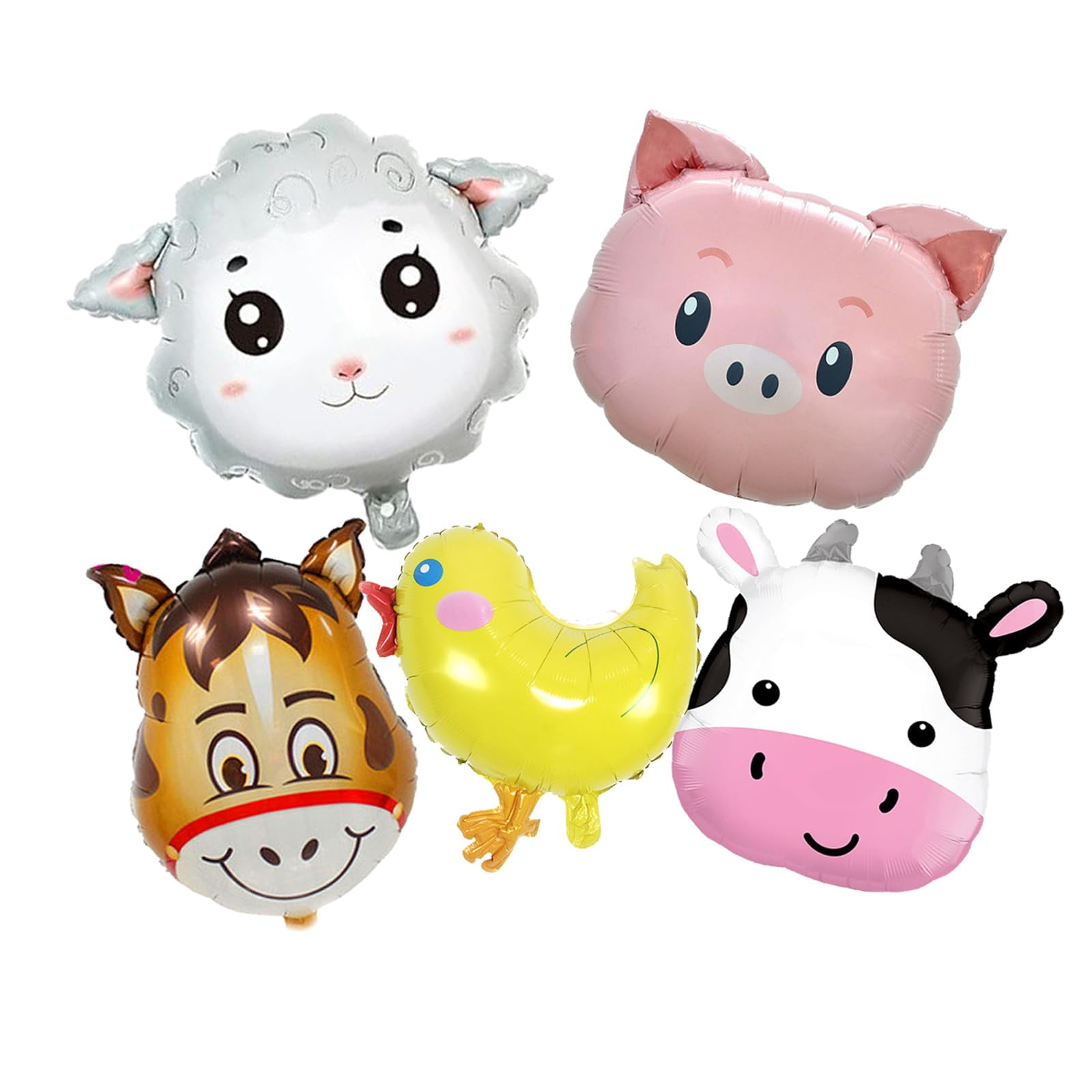 TYYDZ 5Pcs Farm Animal Aluminum Balloons Cow Donkey Sheep Pig Chicken ...