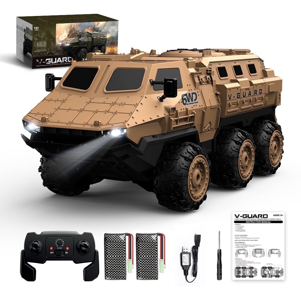 TZDZRC 1:16 Military Armored RC Car,6WD 360° Stunt High Speed Army ...