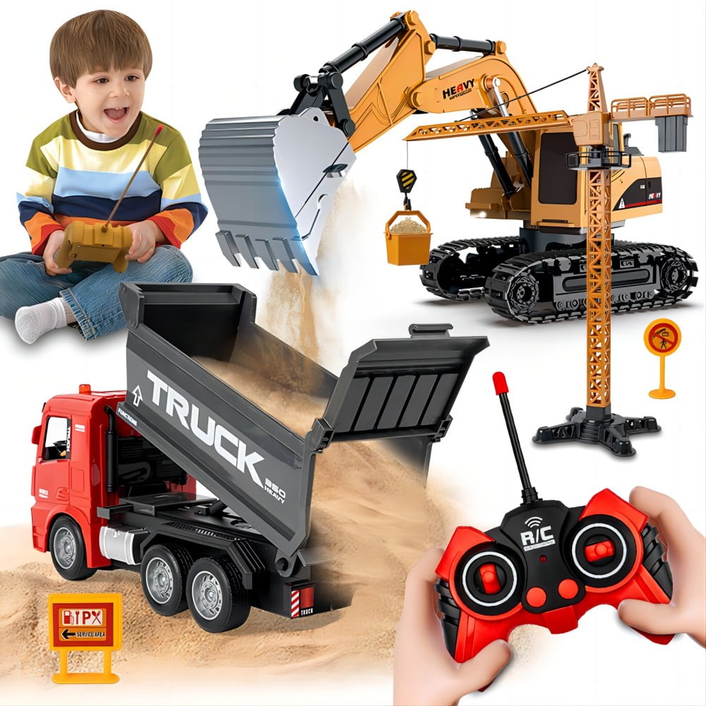 TZDZRC 1:22 6-Channel RC Excavator with Light, 6-Channel RC Dump Truck ...