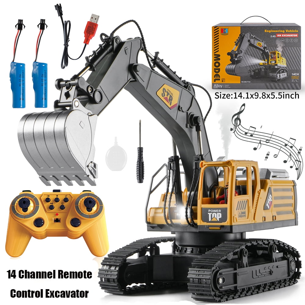 TZDZRC 14 Channel Remote Control Excavator,1:14 2.4GHz RC Digger with ...