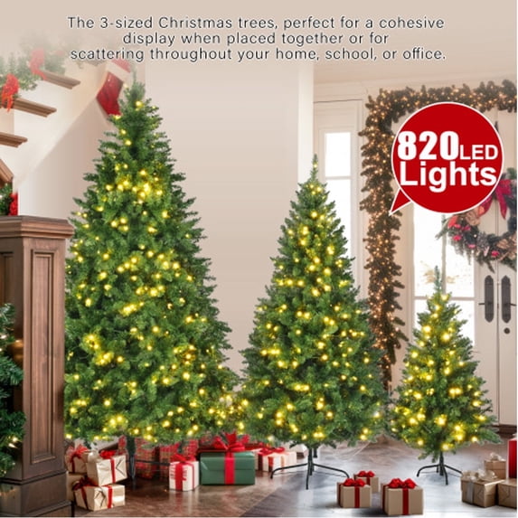 TZDZRC Green Pre-Lit Artificial Christmas Tree,Hinged,with 820 LED ...