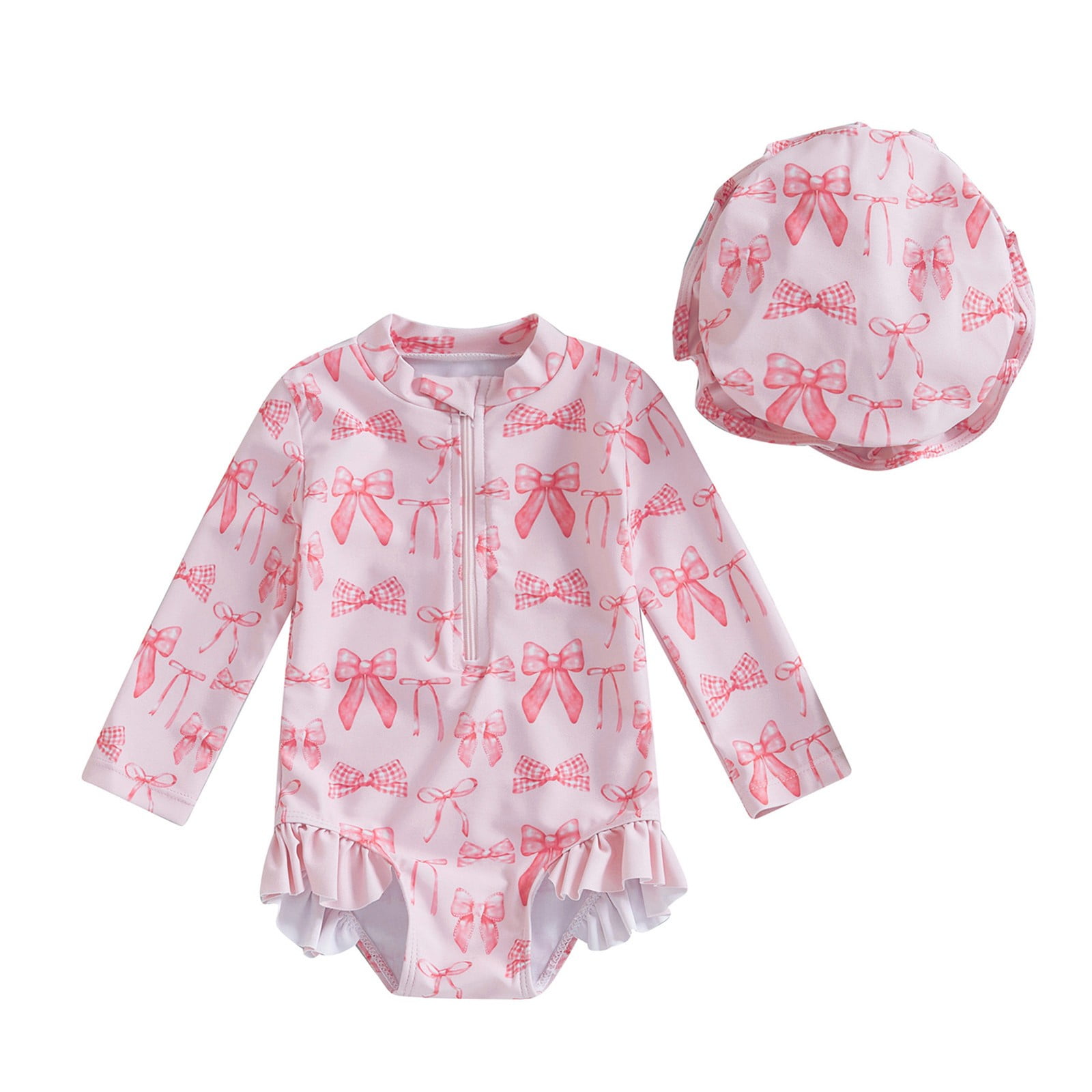 TZEWGL Girl Swimsuit Girls Long Sleeve Swimsuit Romper With Hat Bathing ...