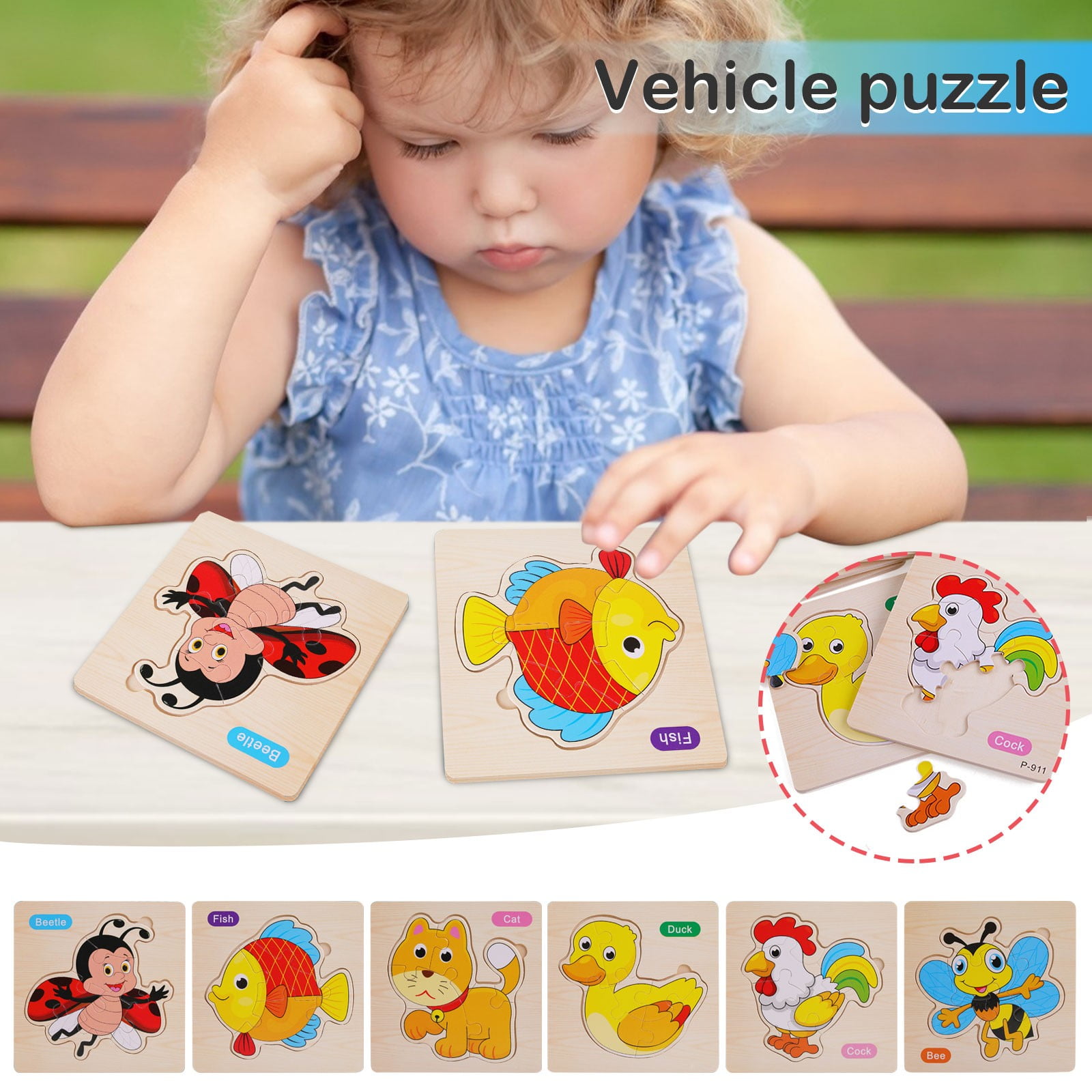TZYUDK As Shown Puzzles For Kids Ages 2-4,6 Pack Wooden Puzzles For ...