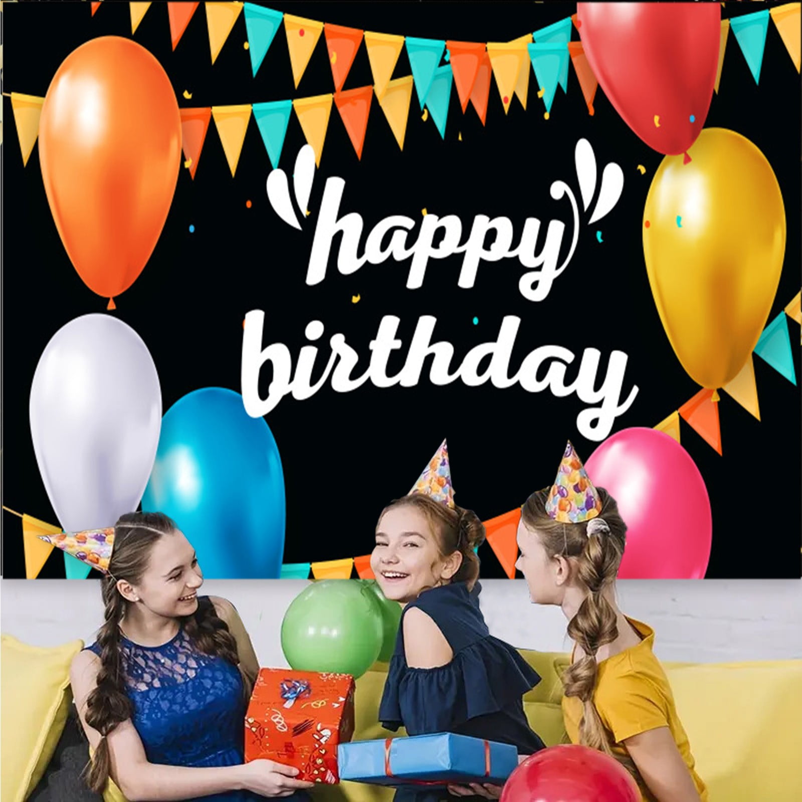 TZYUDK Birthday Background Cloth Party Decoration Hanging Streamer ...