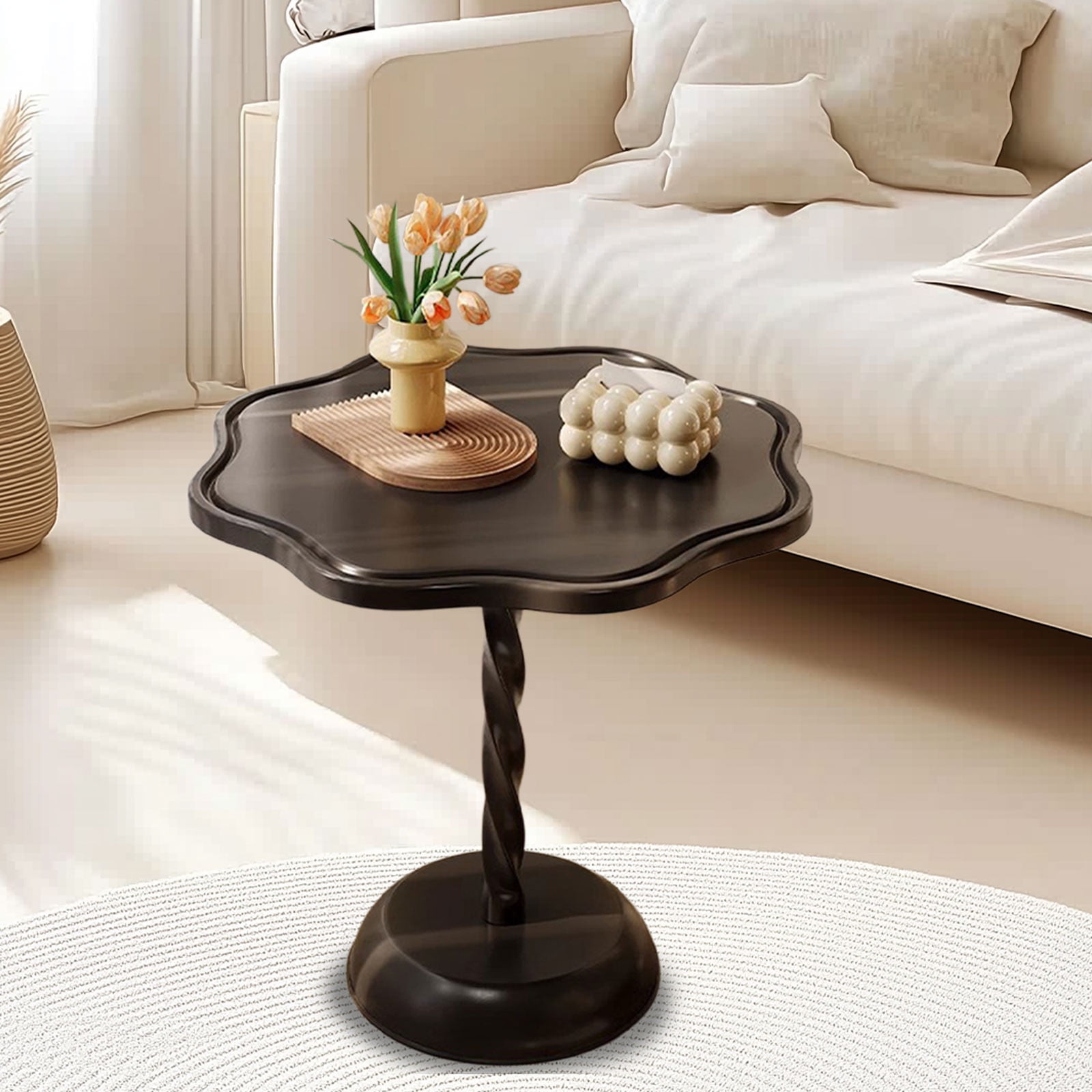 TZYUDK Black Mobile Small Table Simples Household Small Round Table ...