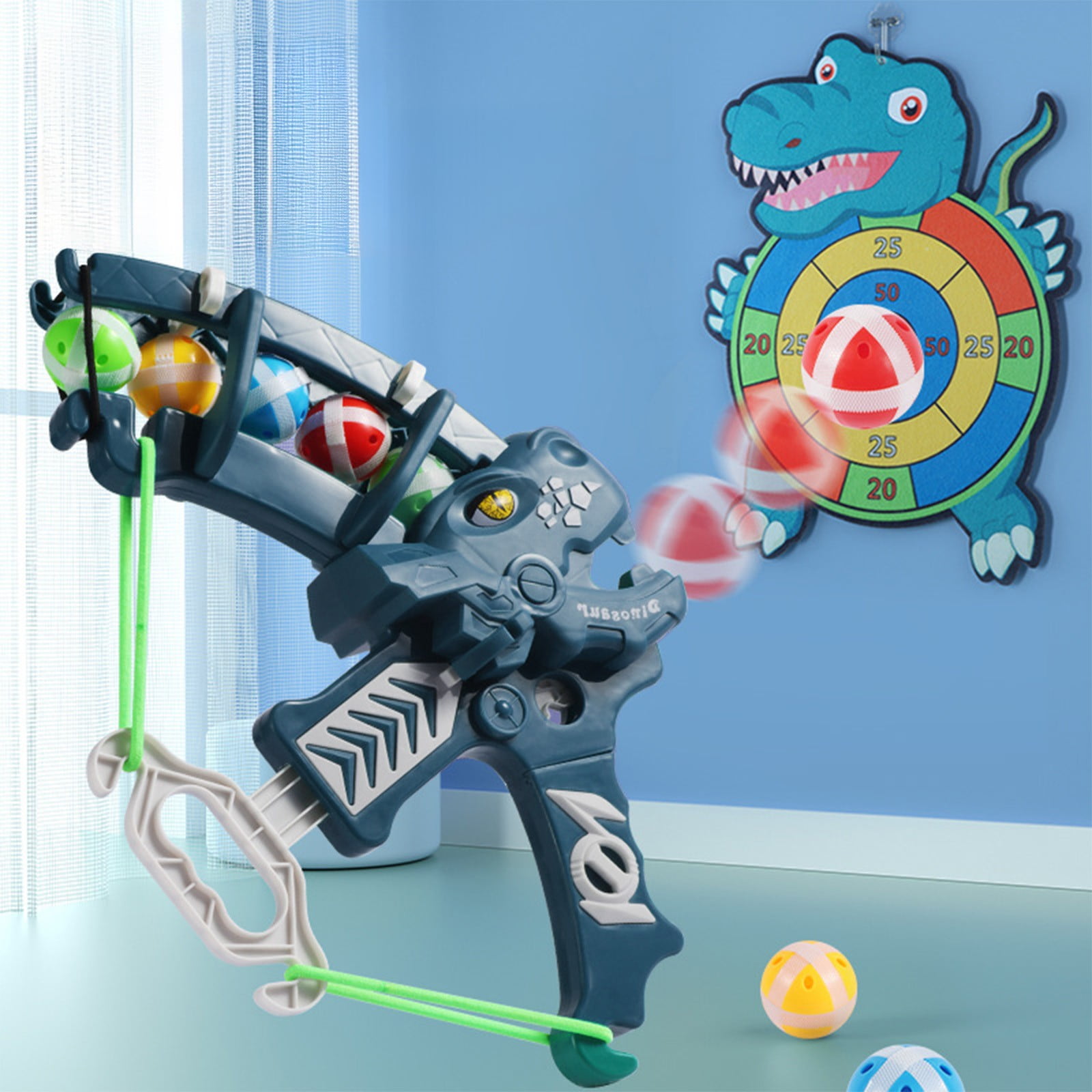 TZYUDK Blue Children's Toys Throwing Adhesive Balls Dinosaur Ejection ...