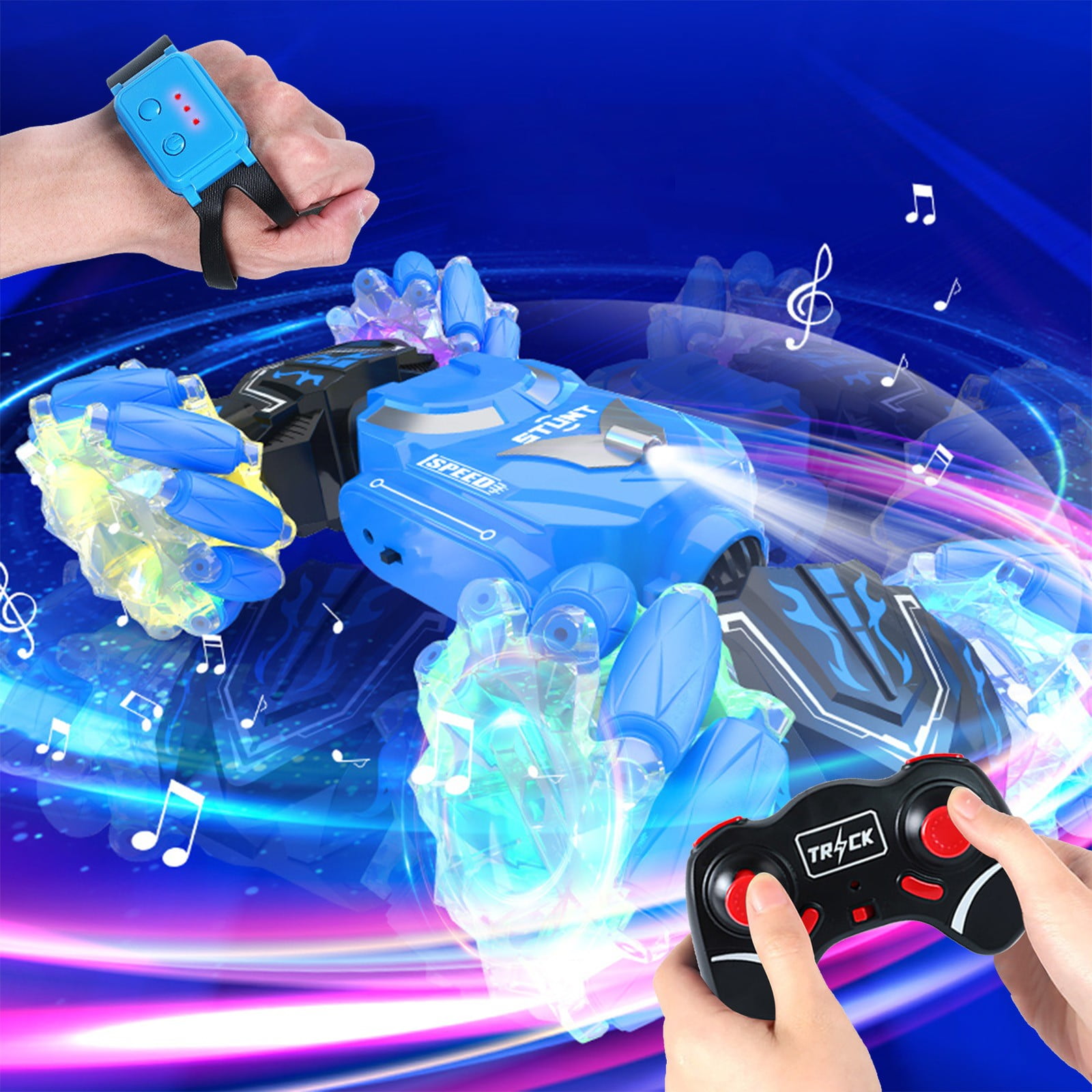 TZYUDK Blue Stunt Car Toys For 6-12 Year Old Kids - 4Wd Remote Control ...