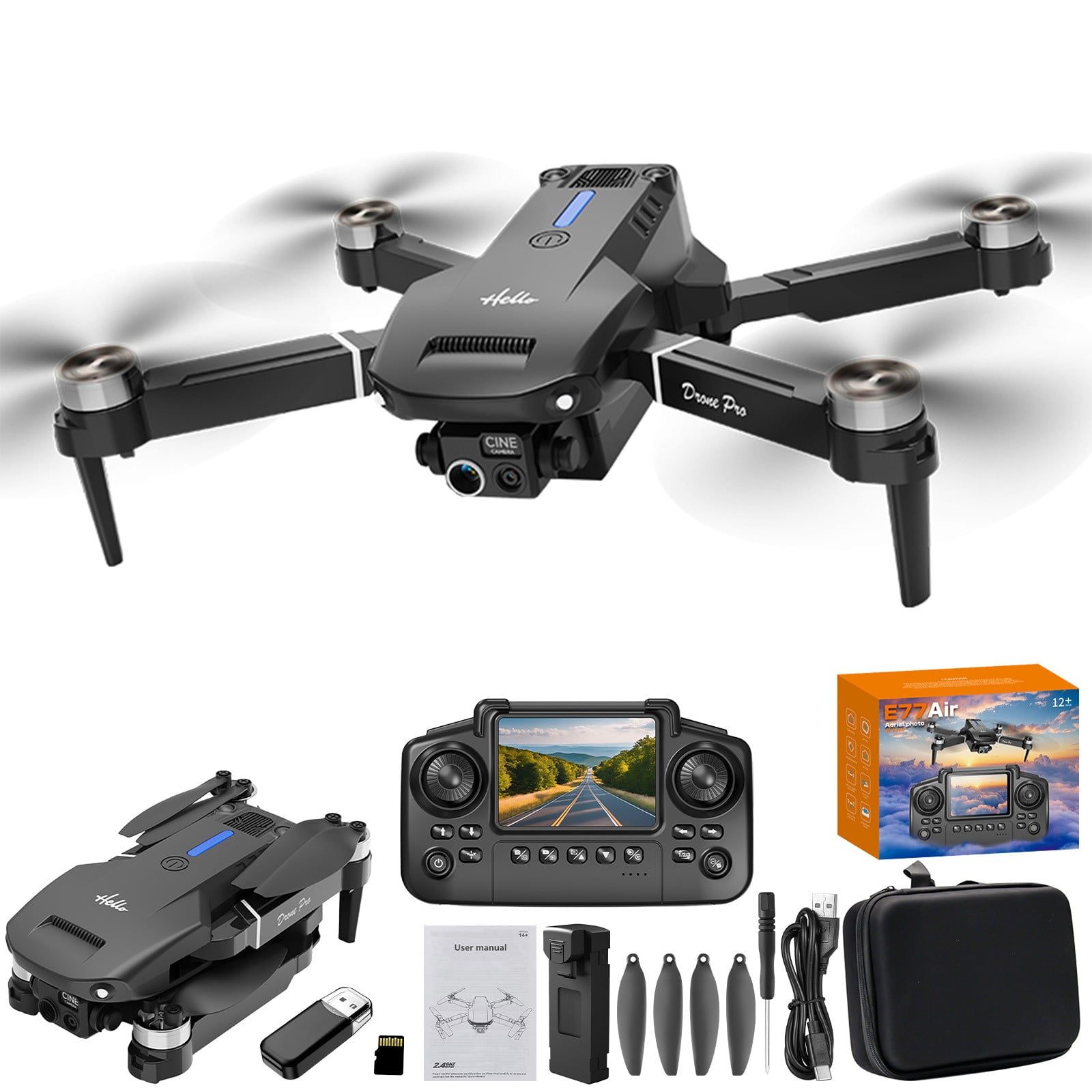 TZYUDK Drone with 1080P Screen Remote Control Brushless Motor Storage ...