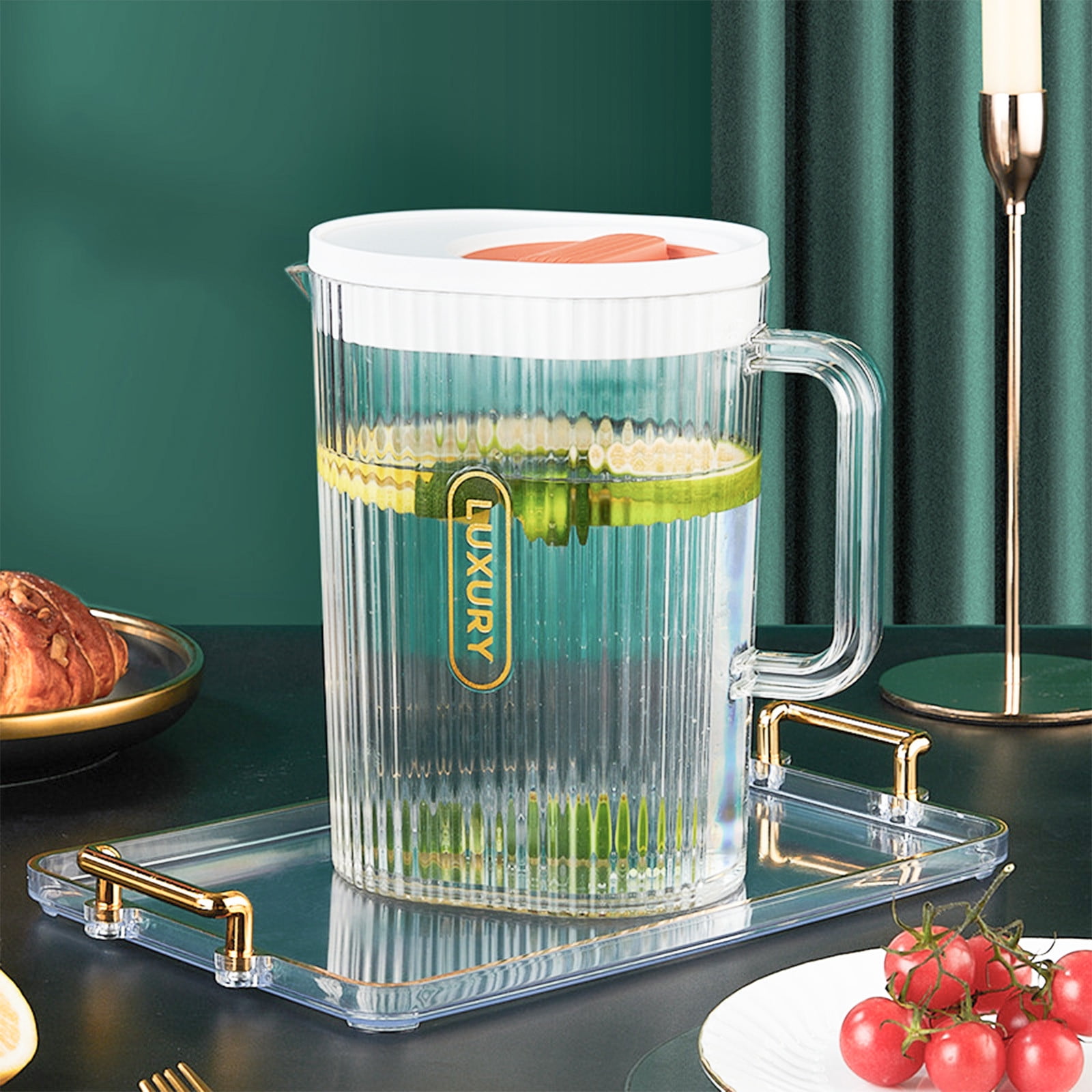 TZYUDK Glass Pitcher Beverage Dispenser Fruit Infuser Water Jug Cold ...