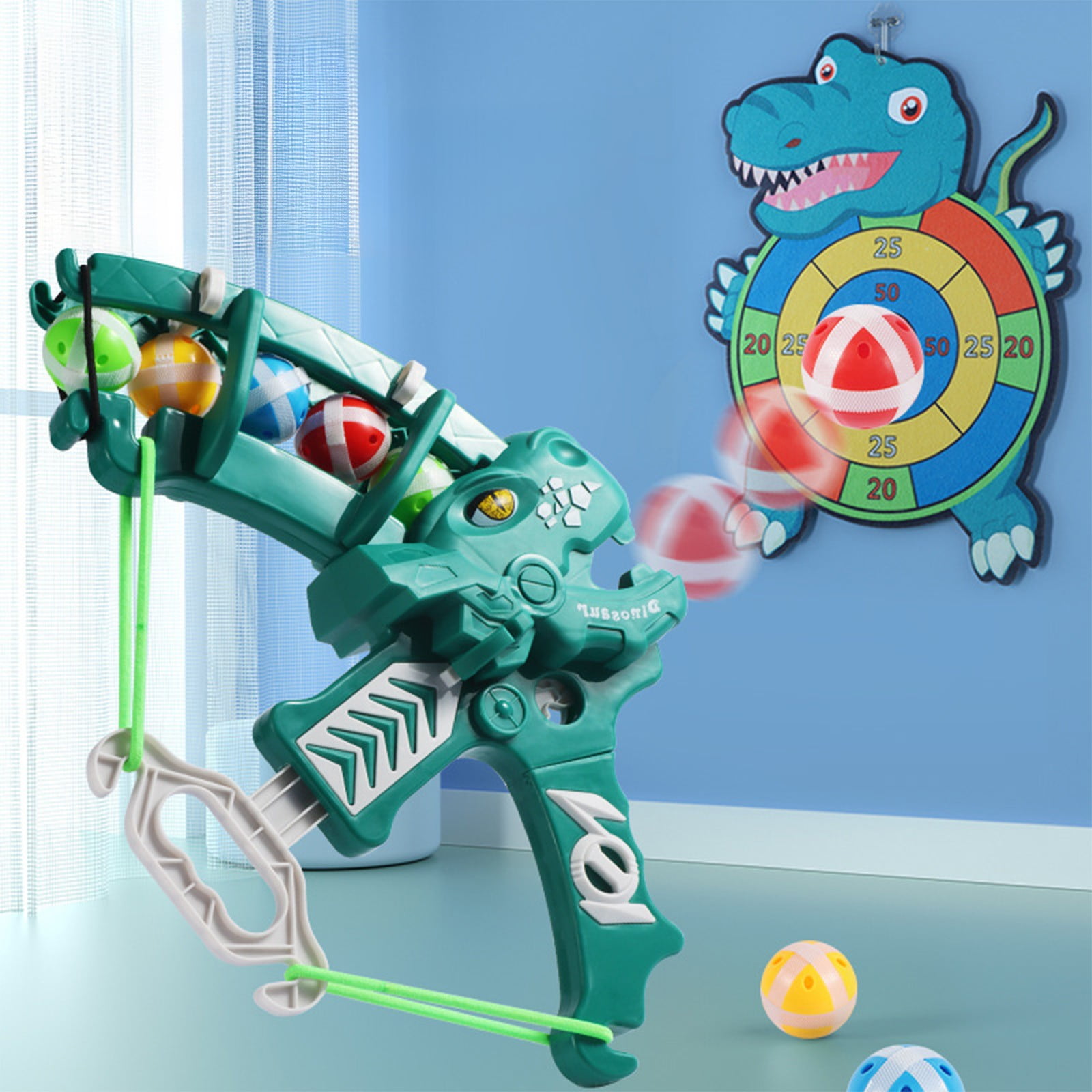 TZYUDK Green Children's Toys Throwing Adhesive Balls Dinosaur Ejection ...