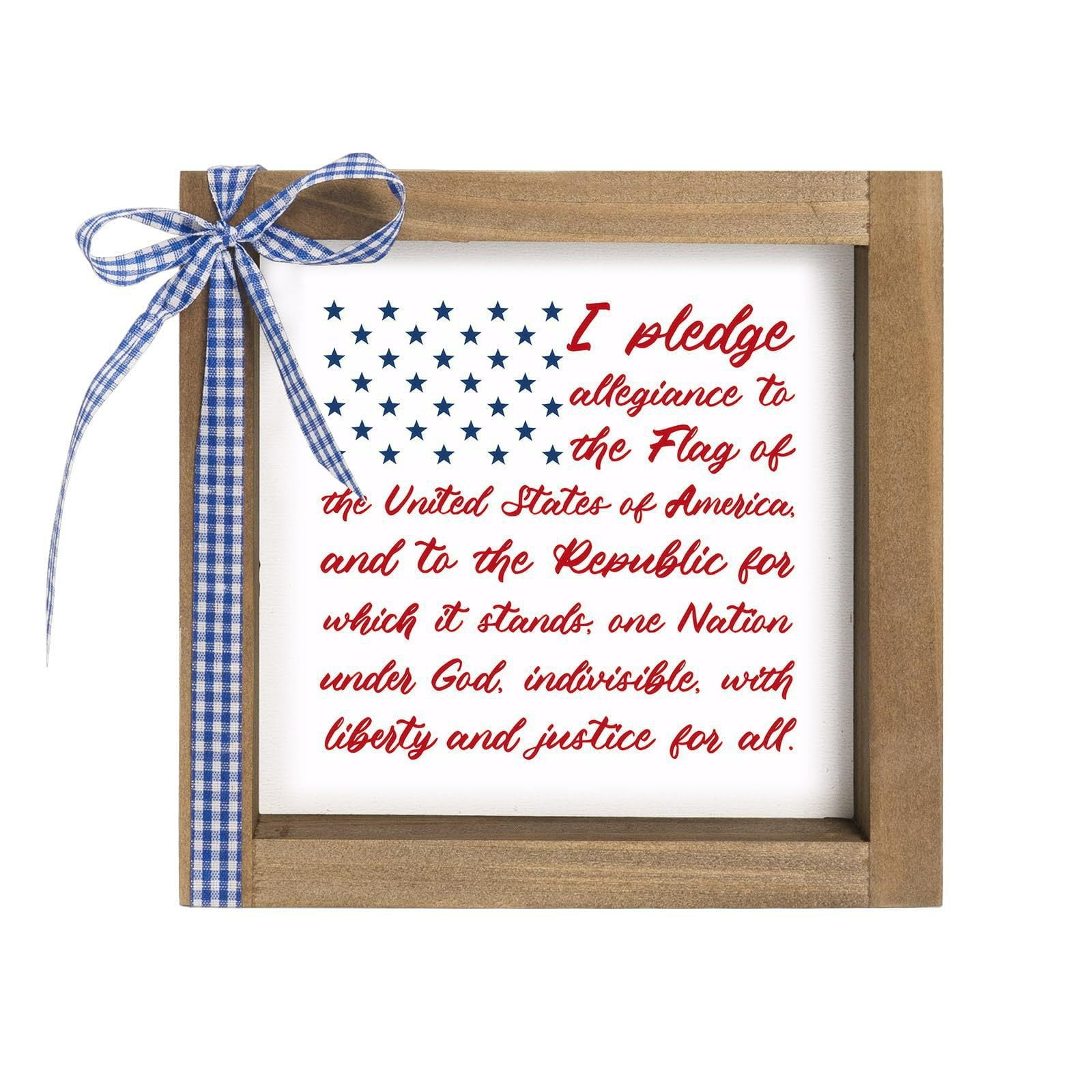 TZYUDK H-22 E Happy Fourth Of July Sign 6X6 Inch Wood Framed 4Th Of ...