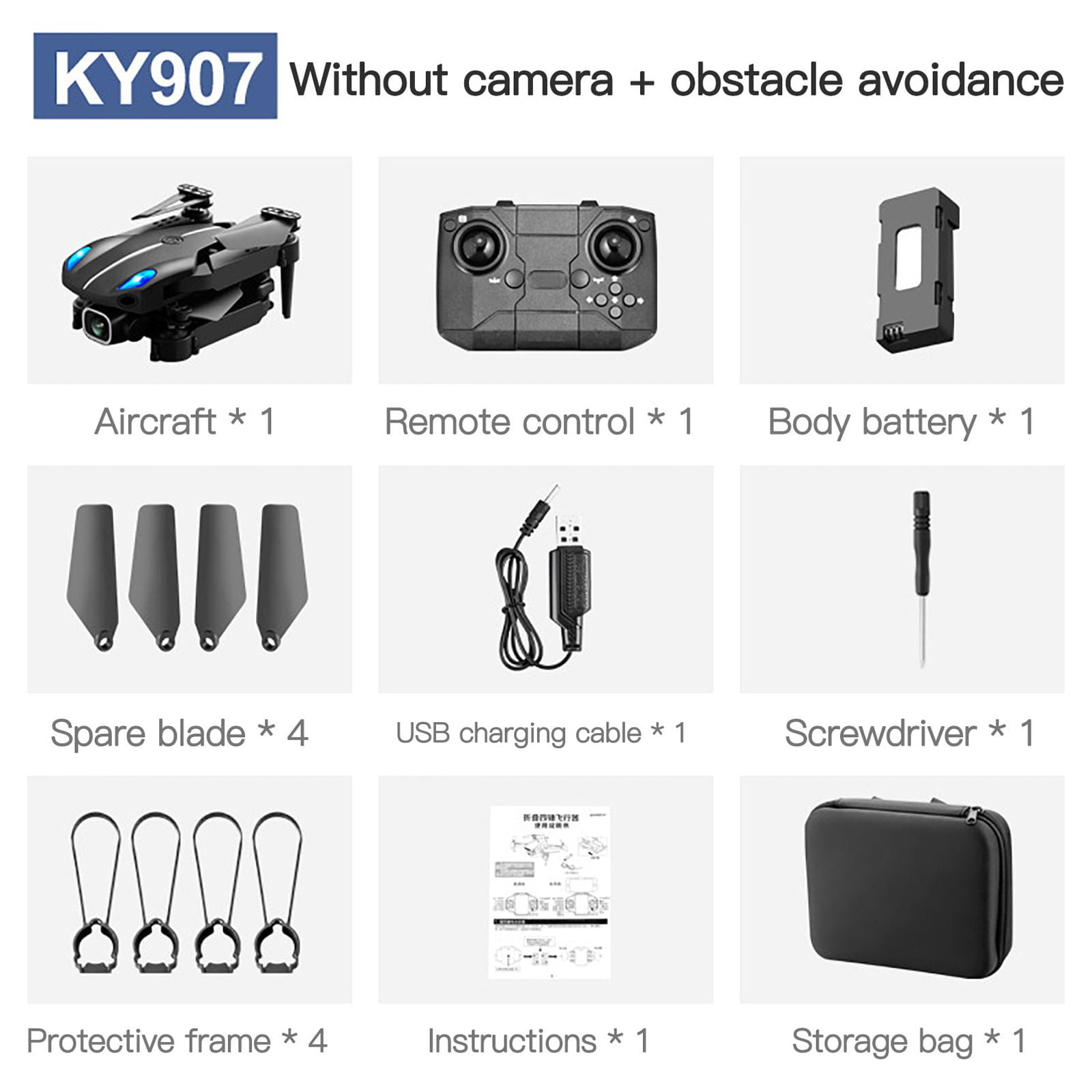 TZYUDK KY907 Mini Foldable Drone with Obstacle Avoidance RC Quadcopter Remote Control Aircraft ...