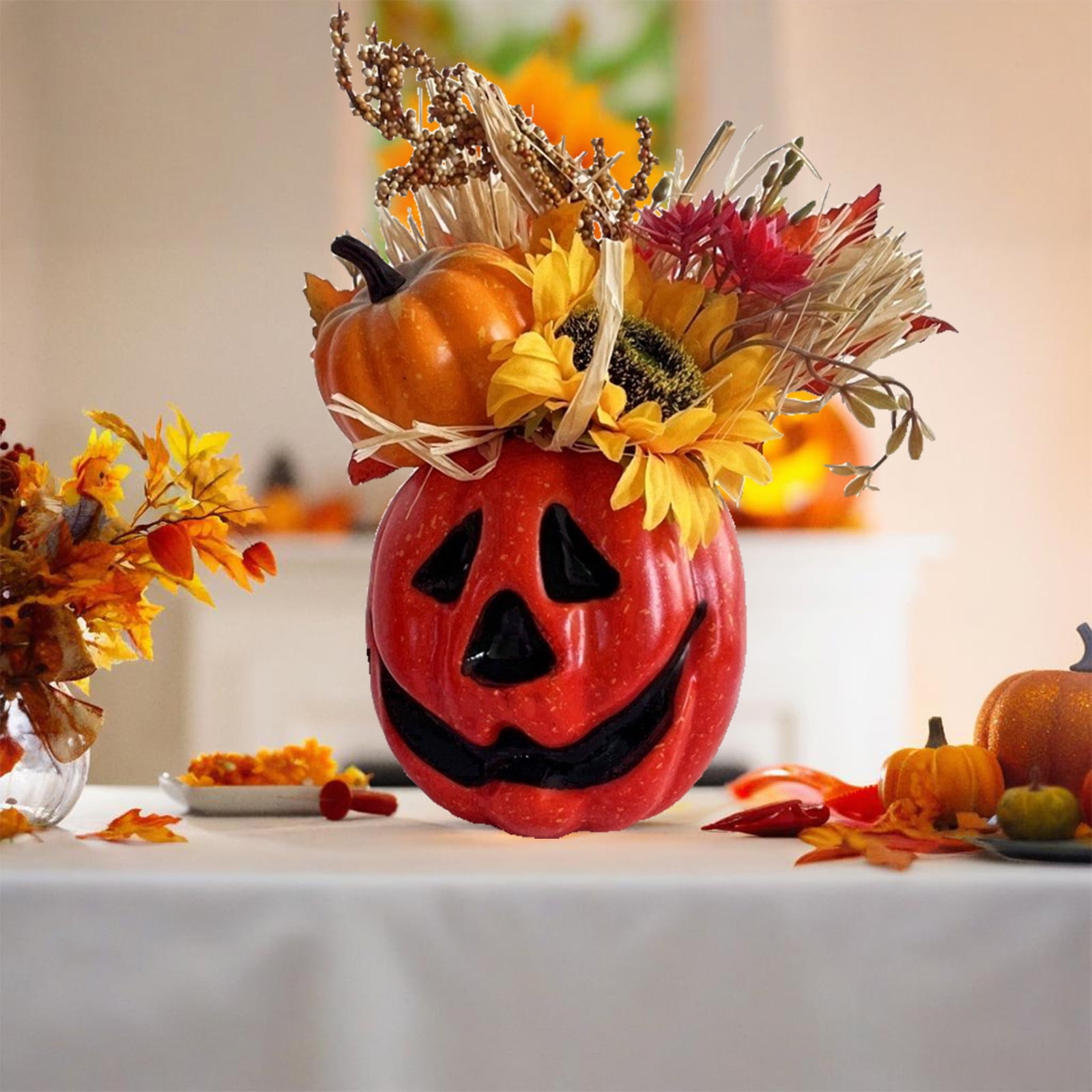 TZYUDK Red Ghost Face Simulation Pumpkin Ornaments Skull Flower ...
