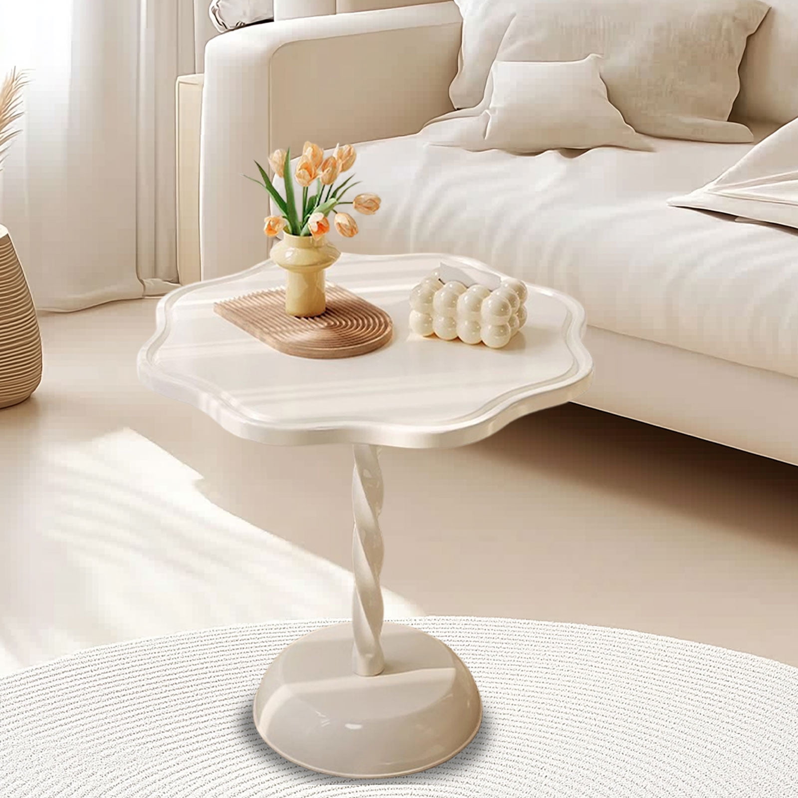 TZYUDK White Mobile Small Table Simples Household Small Round Table ...