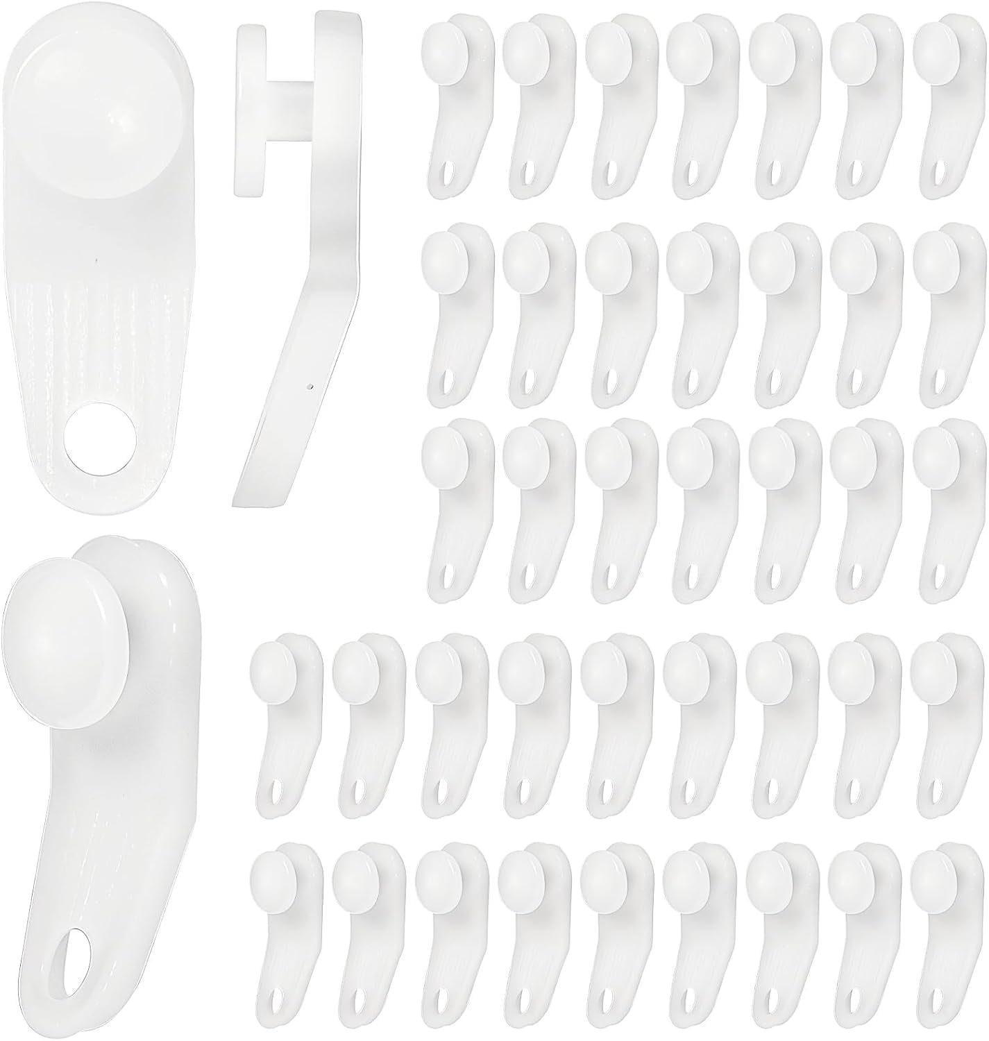 TZZT 100 Pcs Plastic Curtain Track Glider Hooks White Rail Track Hooks ...