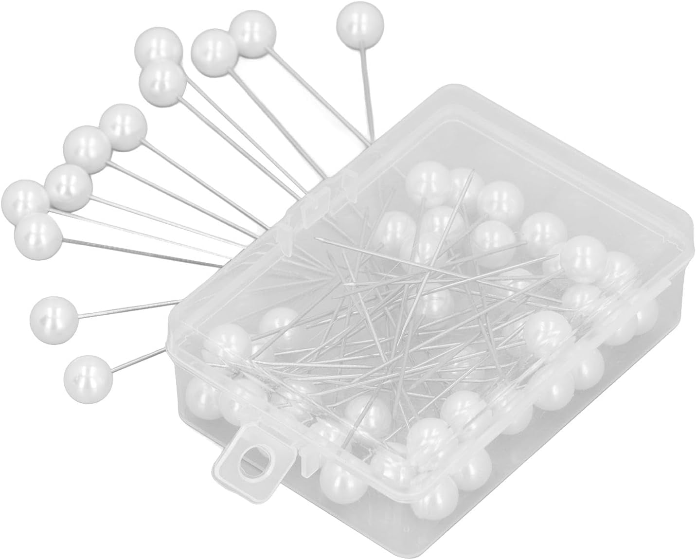 TZZT 50Pcs White Pearl Head Straight Sewing Pins, Extra Long, 8x60mm ...