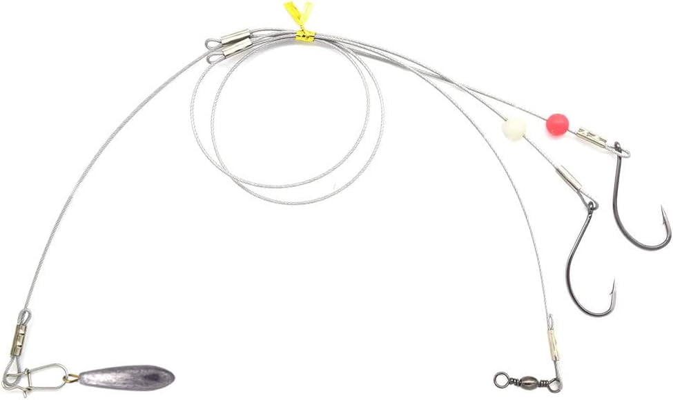 TZZT Fishing Hook with Sinkers 49-Strand Steel Leader - Saltwater Surf ...