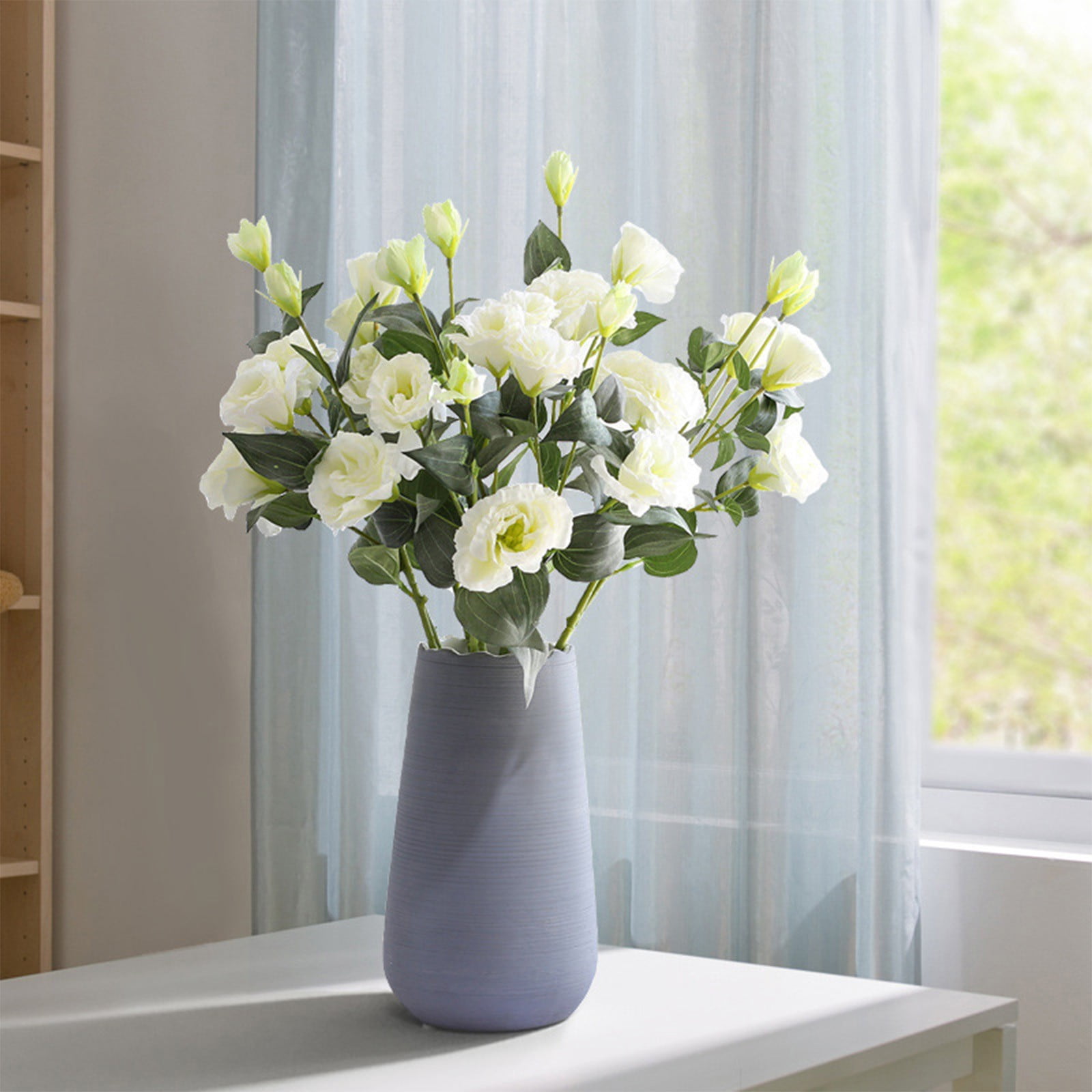 TaTaai 3Pcs Artificial Flowers Silk Fake Flower Eustoma Flowers with ...