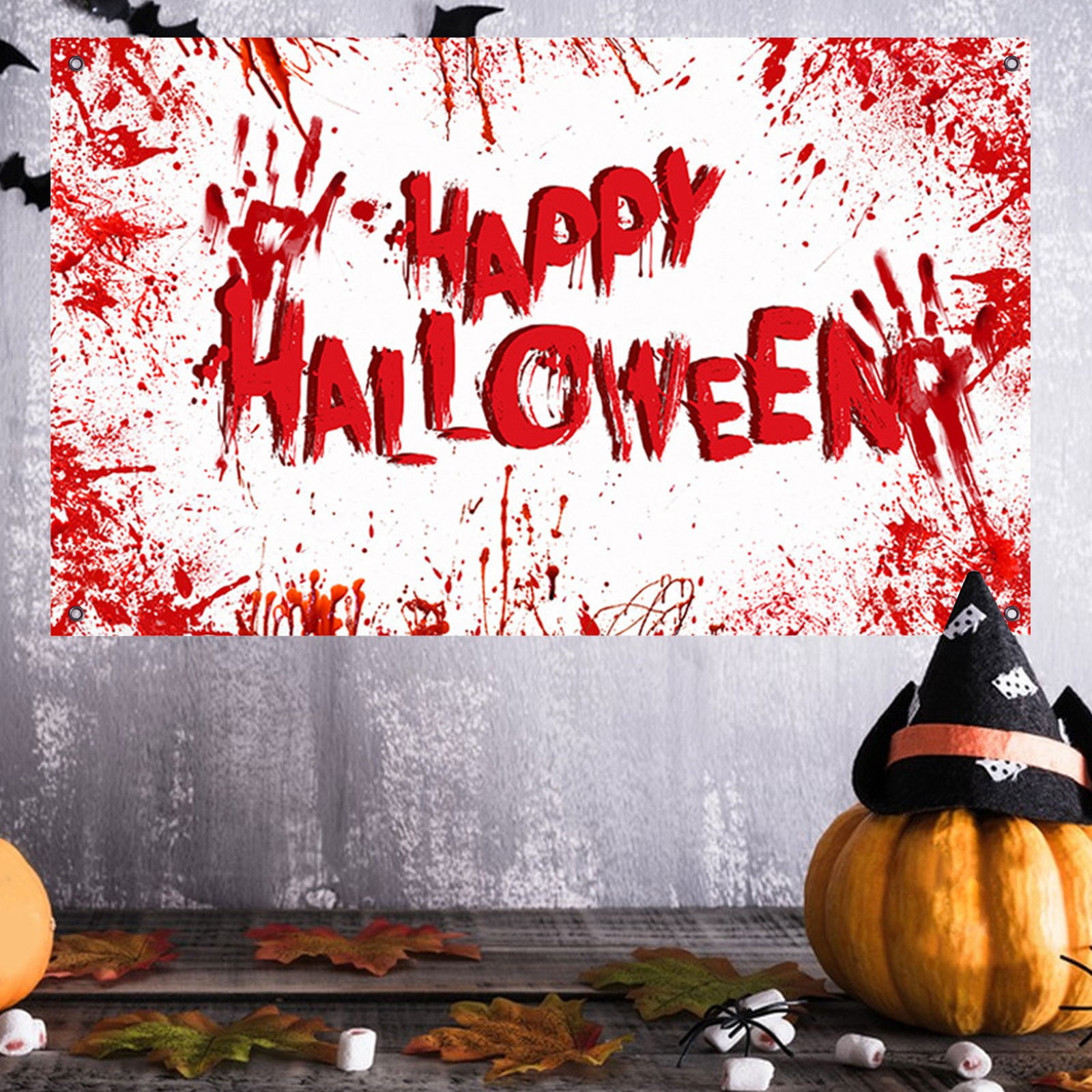 TaTaai 4Pcs Halloween Brick Wall Backdrop Creepy Scary White Wall ...