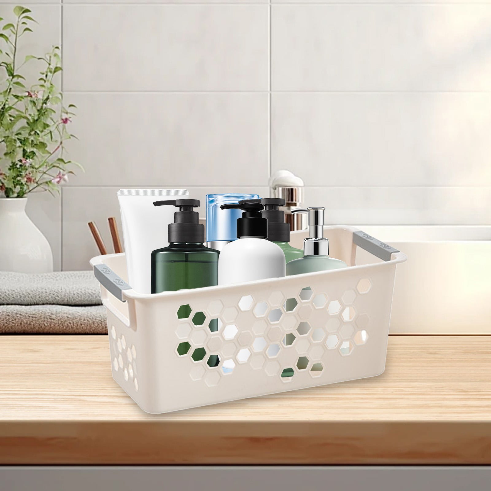 TaTaai 4Pcs Plastic Storage Baskets, Storage Bins for Organizing ...