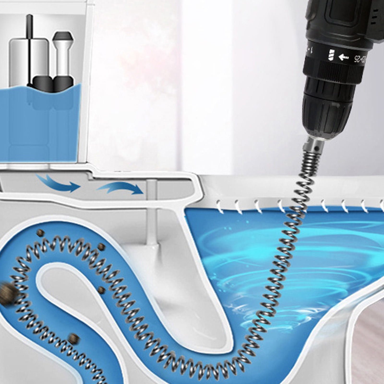 TaTaai Clearance 1Pcs Heavy-Duty Drain Auger Snake Cable with Drill ...